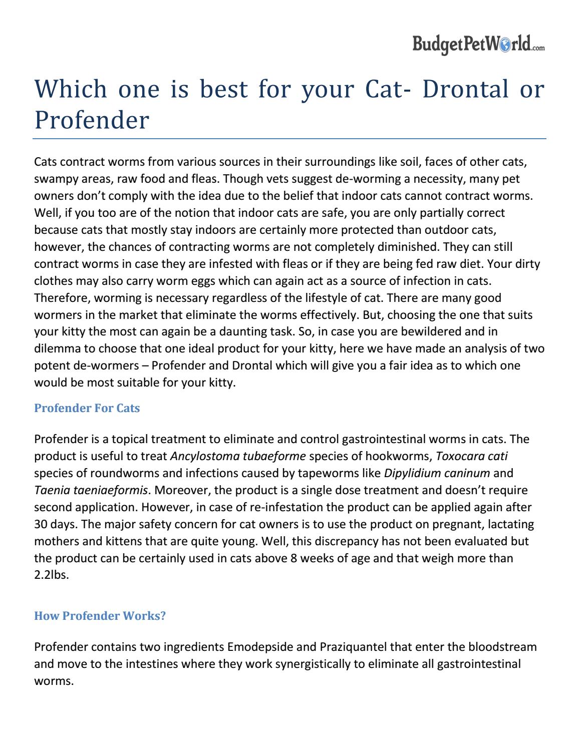 Which one is best for your cat Drontal or Profender by AliceOritse - Issuu