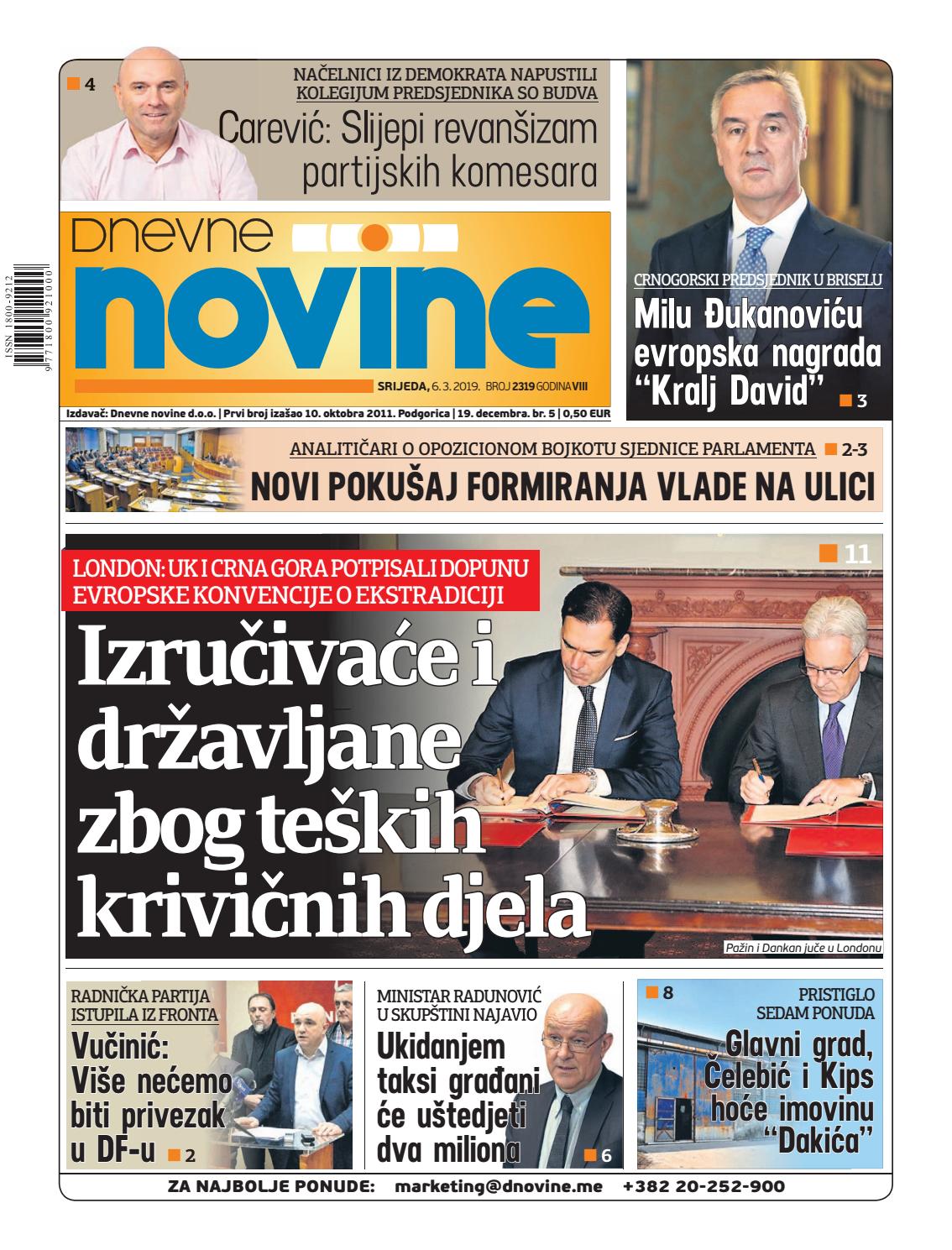 Dnevne novine 6. mart 2019. by Dnevne Novine - Issuu