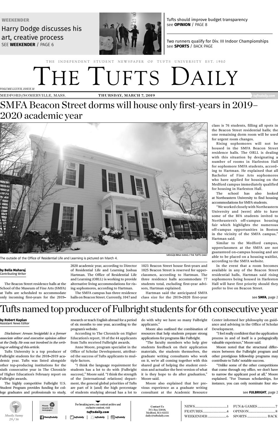 The Tufts Daily - Thursday, March 7, 2018 by The Tufts Daily - Issuu