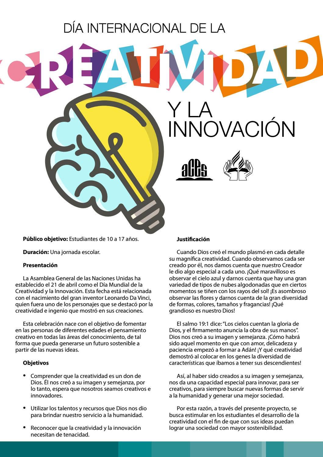Proyecto pedagógico - Día internacional de la creatividad y la ...