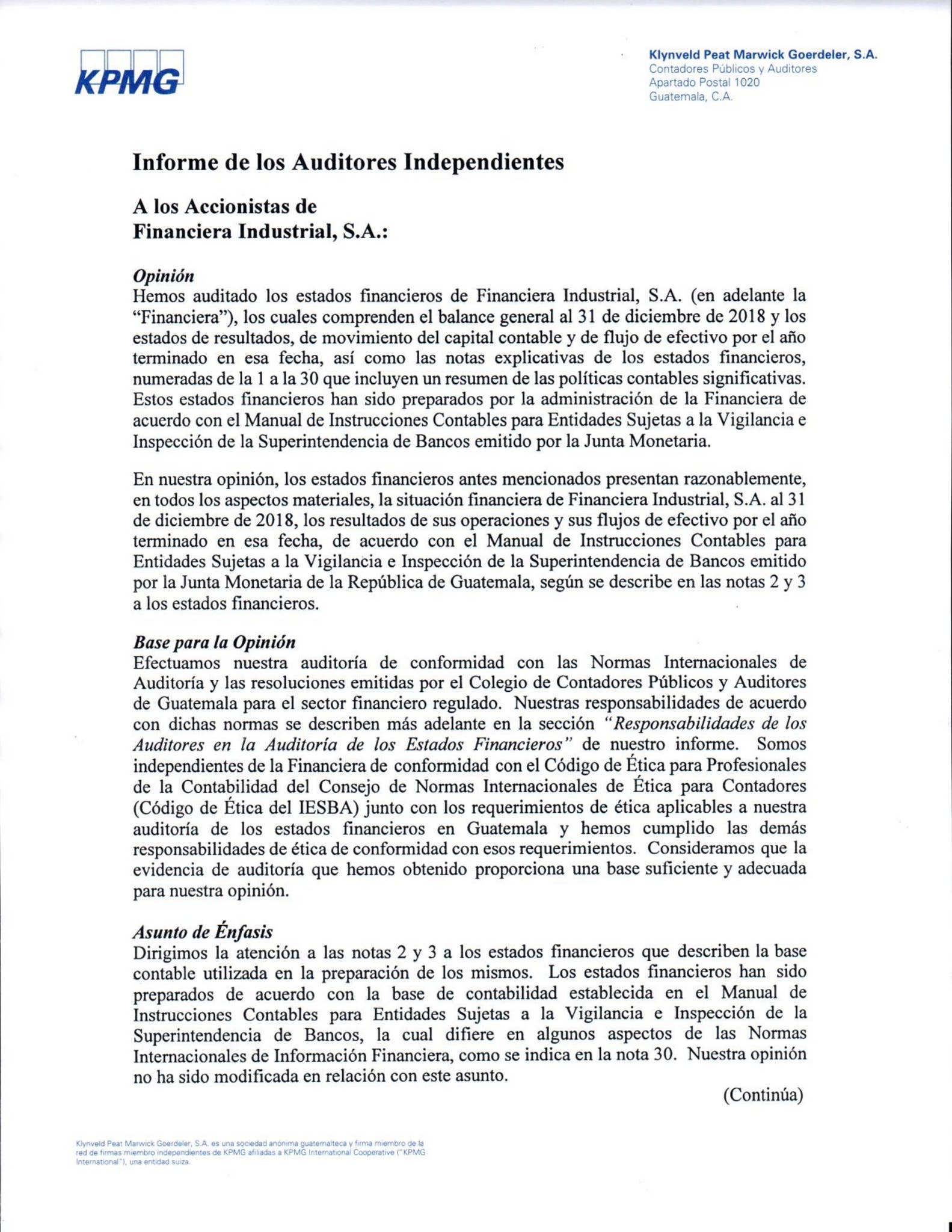 Dictamen-auditor-externo-2018-2017/Público by Corporación BI - Issuu