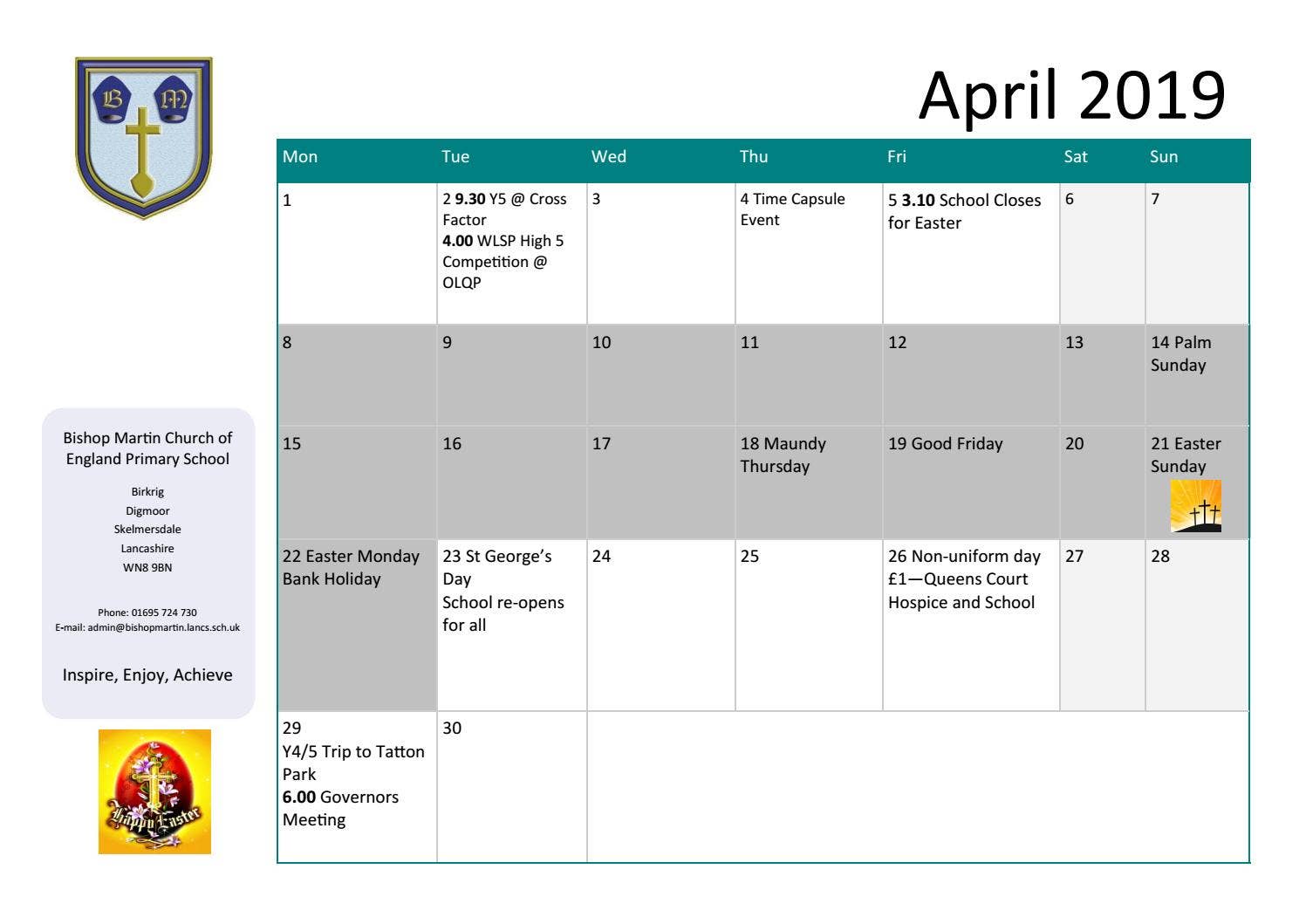 2018-19 Calendar April by Schudio - Issuu