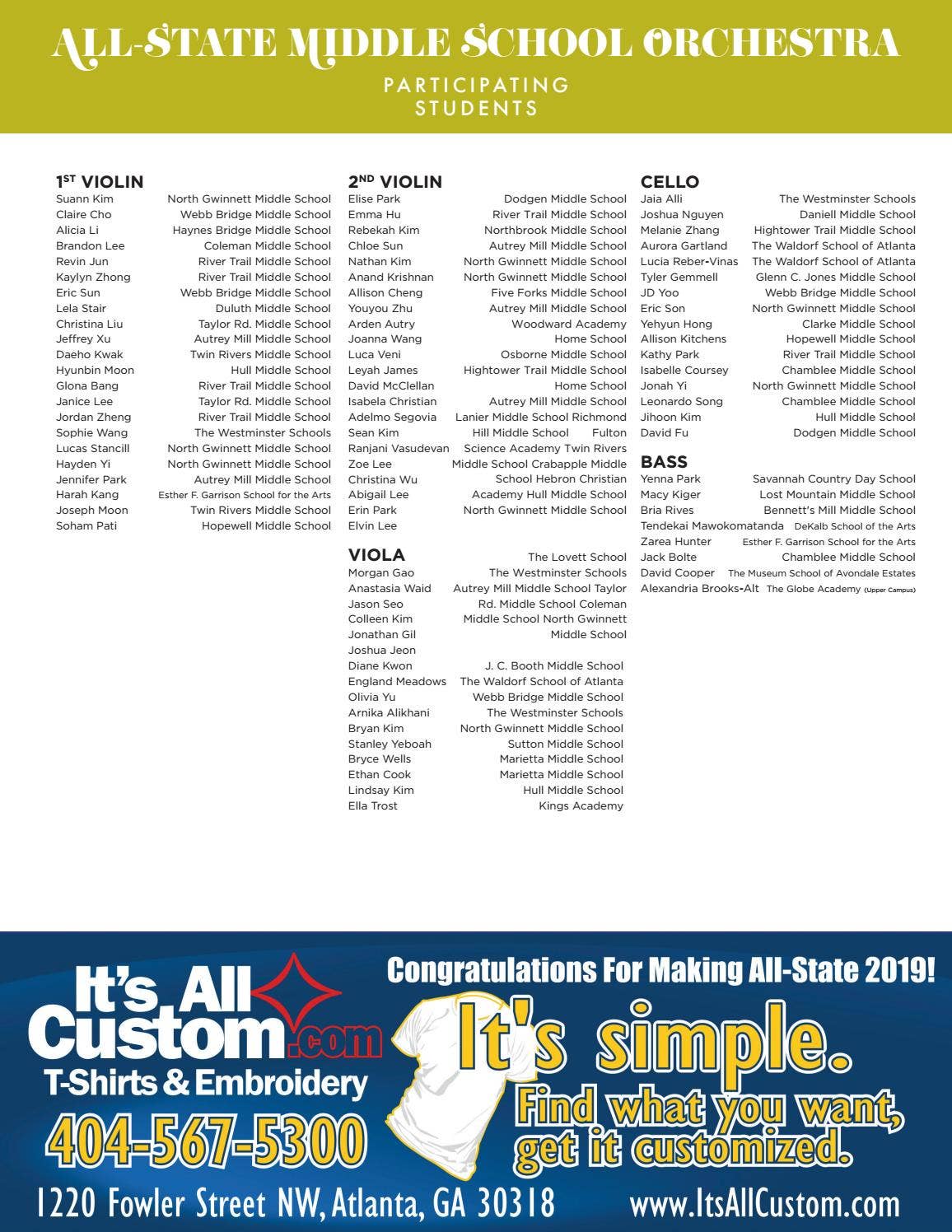 2019 GMEA All-State Band & Orchestra Program by Georgia Music Educators ...