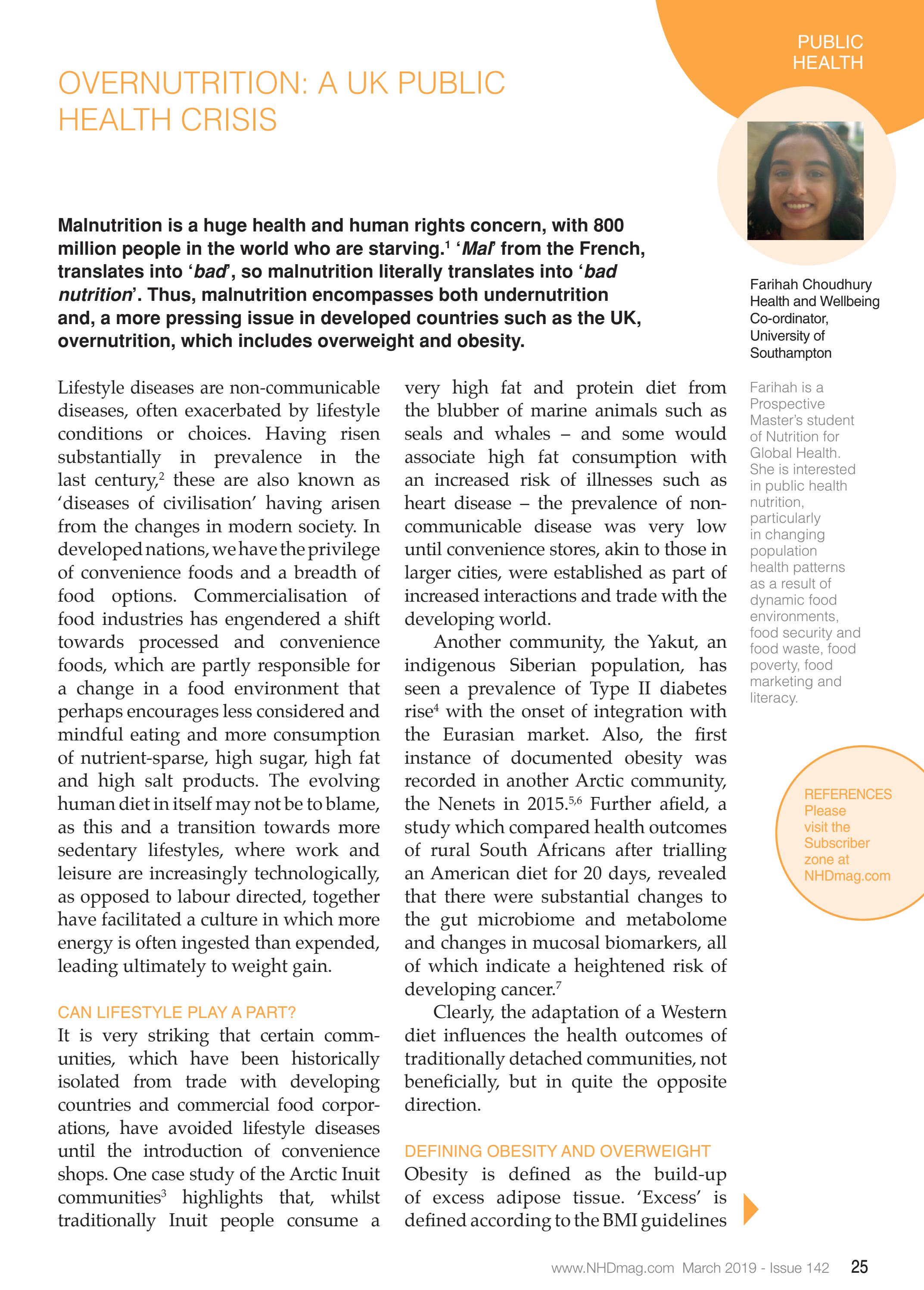 Issue 142 Overnutrition a UK public health crisis by NH Publishing Ltd ...
