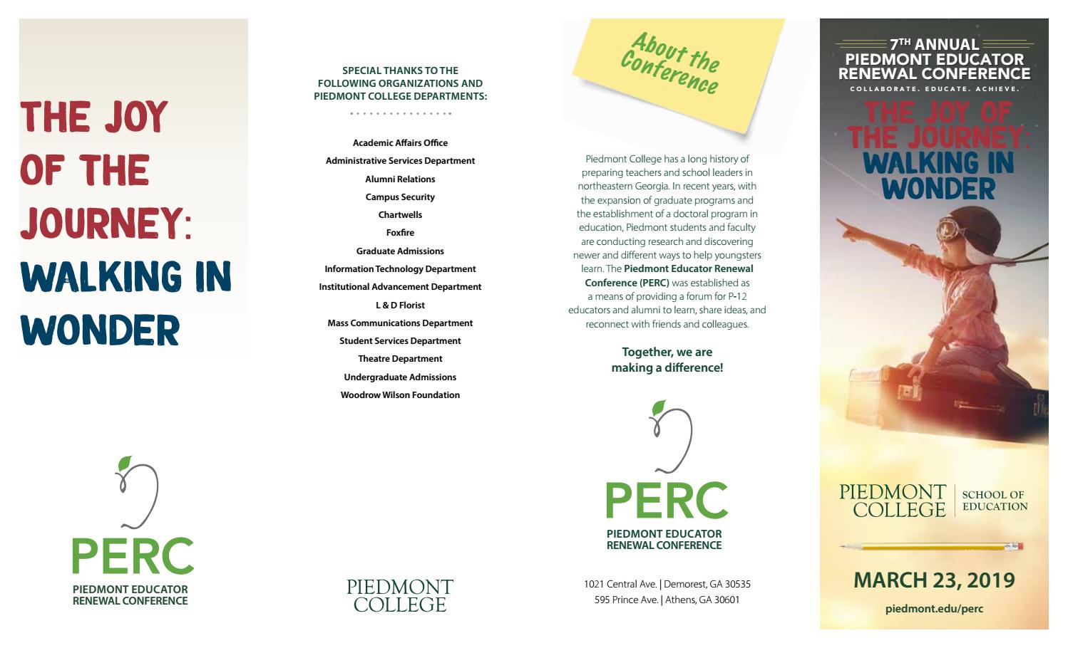 PERC 2019 Event Brochure by Piedmont University - Issuu