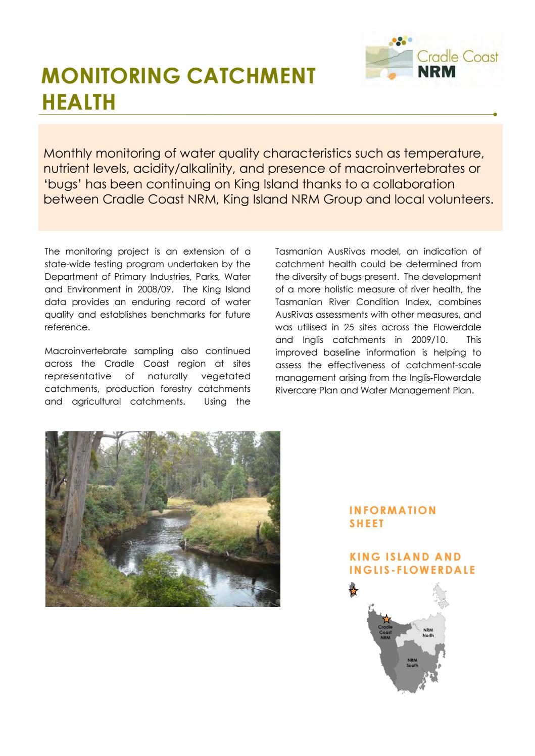 Information Sheet - Monitoring Catchment Health by Cradle Coast ...