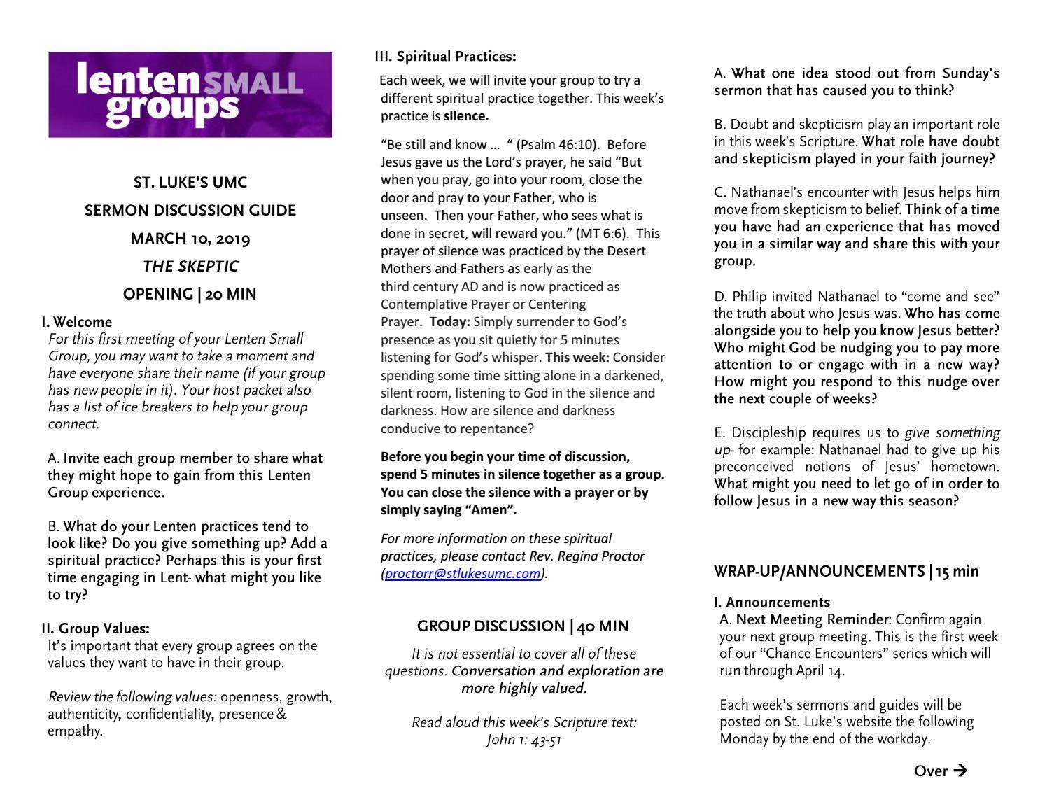 Lent Week 1 Sermon discussion guide by St. Luke's UMC - Issuu