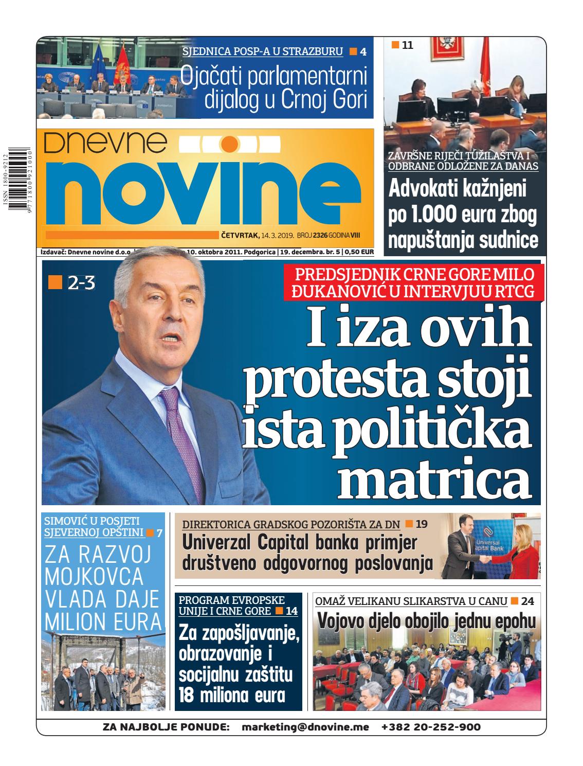 Dnevne novine 14. mart 2019. by Dnevne Novine - Issuu