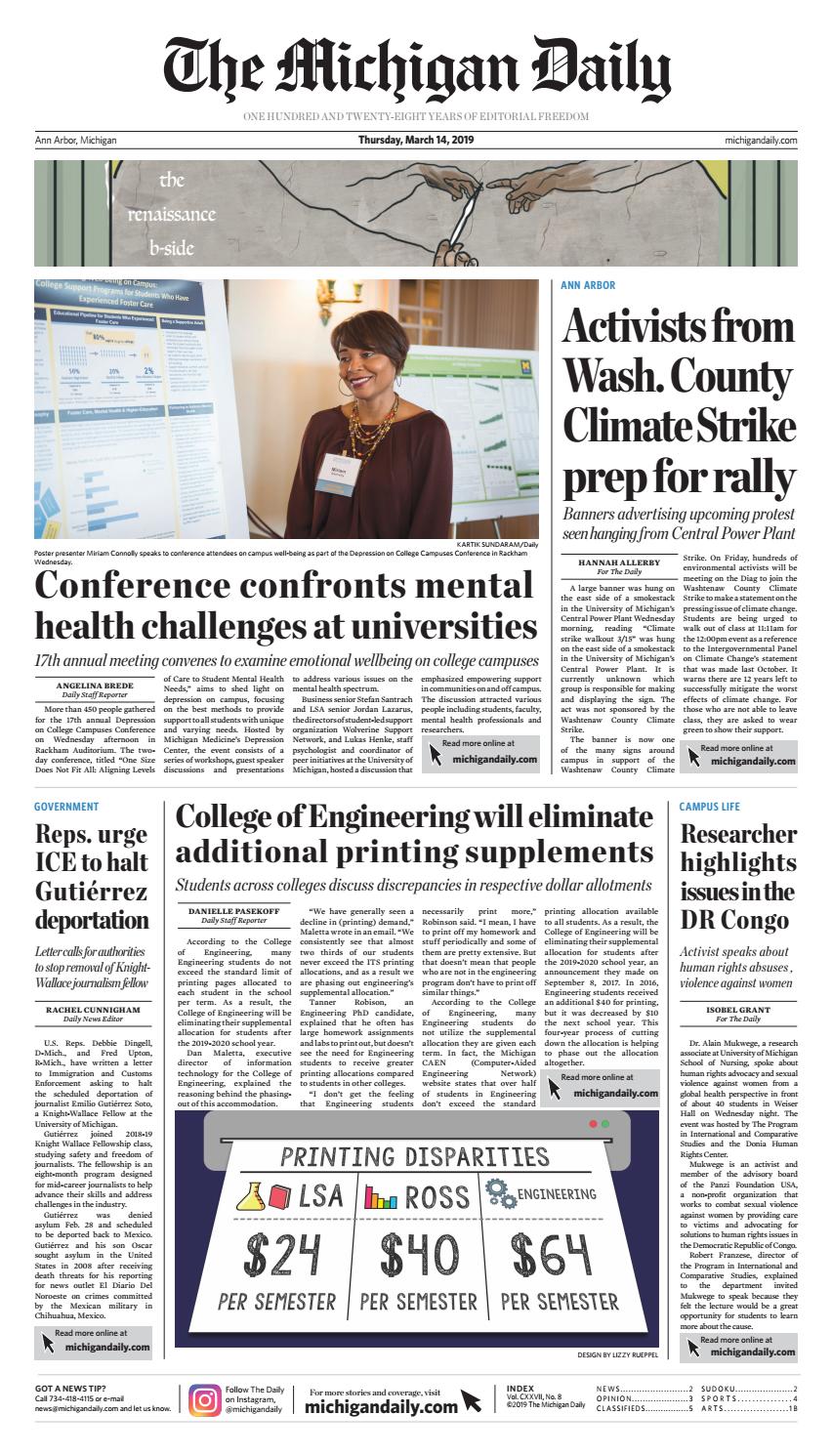 2019-03-14 by The Michigan Daily - Issuu