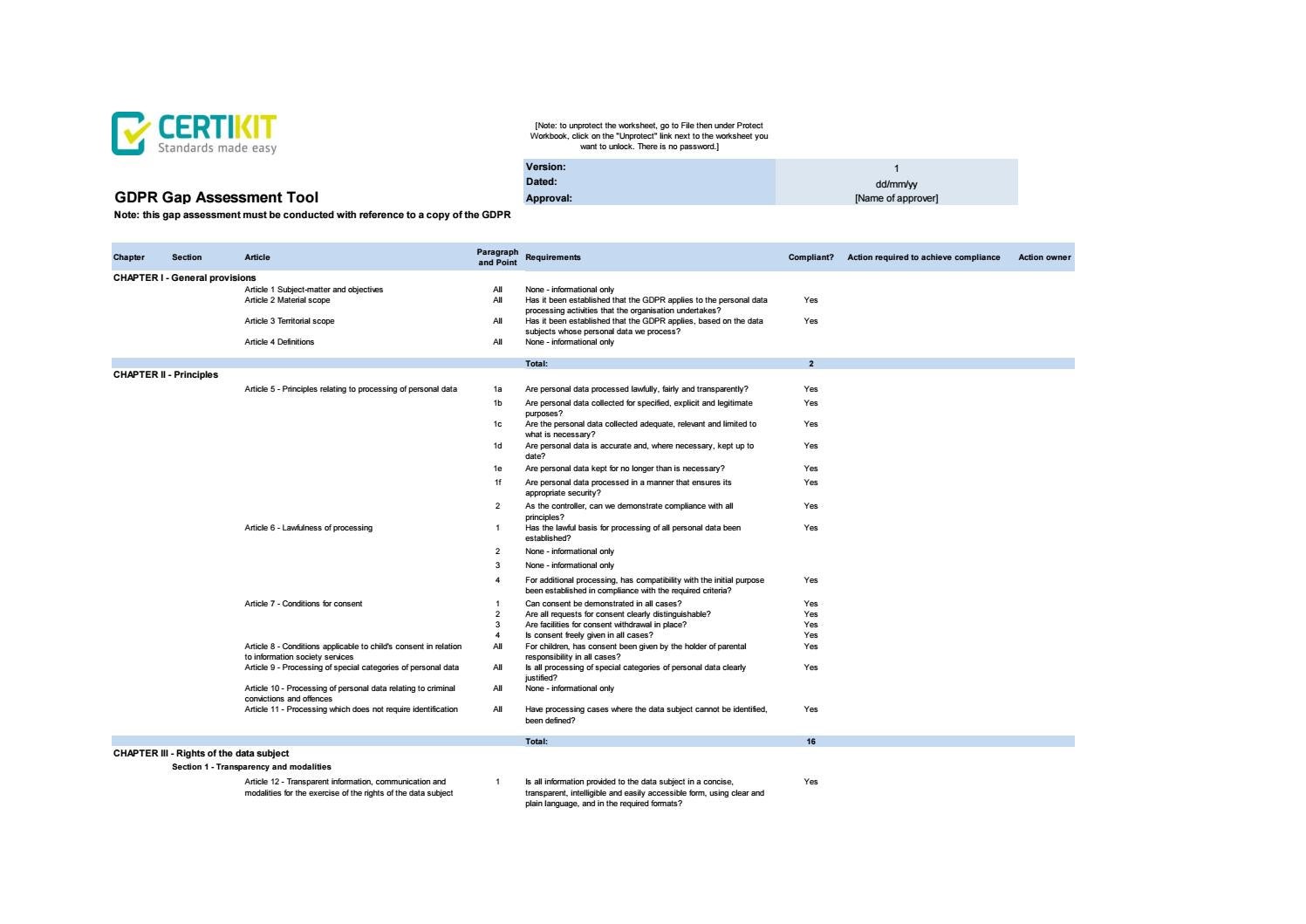GDPR-FORM-01-3 GDPR Gap Assessment Tool by CertiKit Limited - Issuu