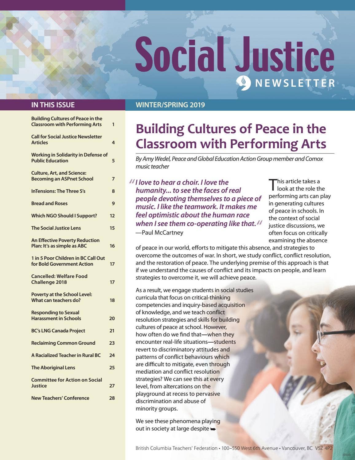 Social Justice Newsletter, Winter/Spring 2019 by BC Teachers ...