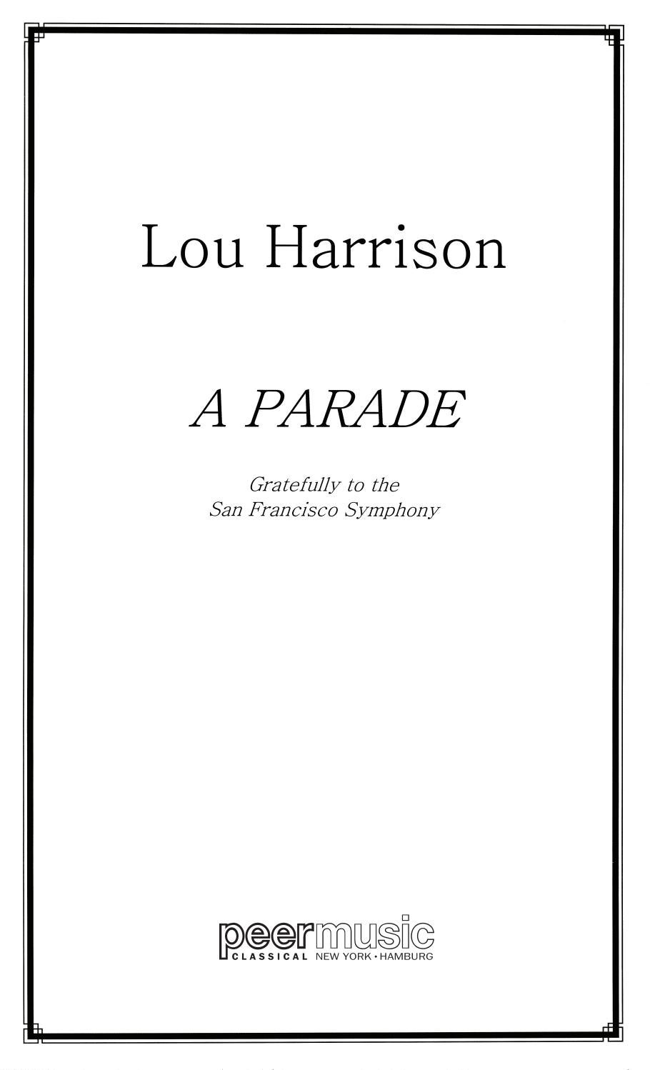 Harrison - A Parade by Peermusic Classical - Issuu