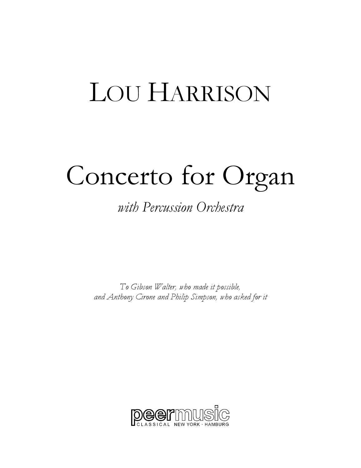Harrison - Concerto for Orgran by Peermusic Classical - Issuu
