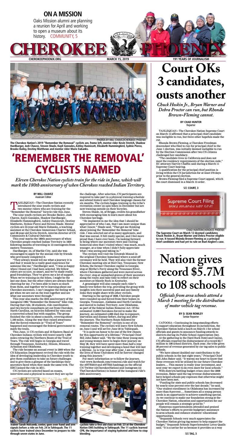Cherokee Phoenix March 15, 2019 by Cherokee Phoenix - Issuu