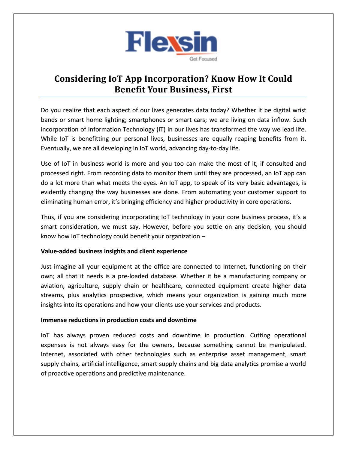 IoT Application Development Services by Flexsin - Issuu
