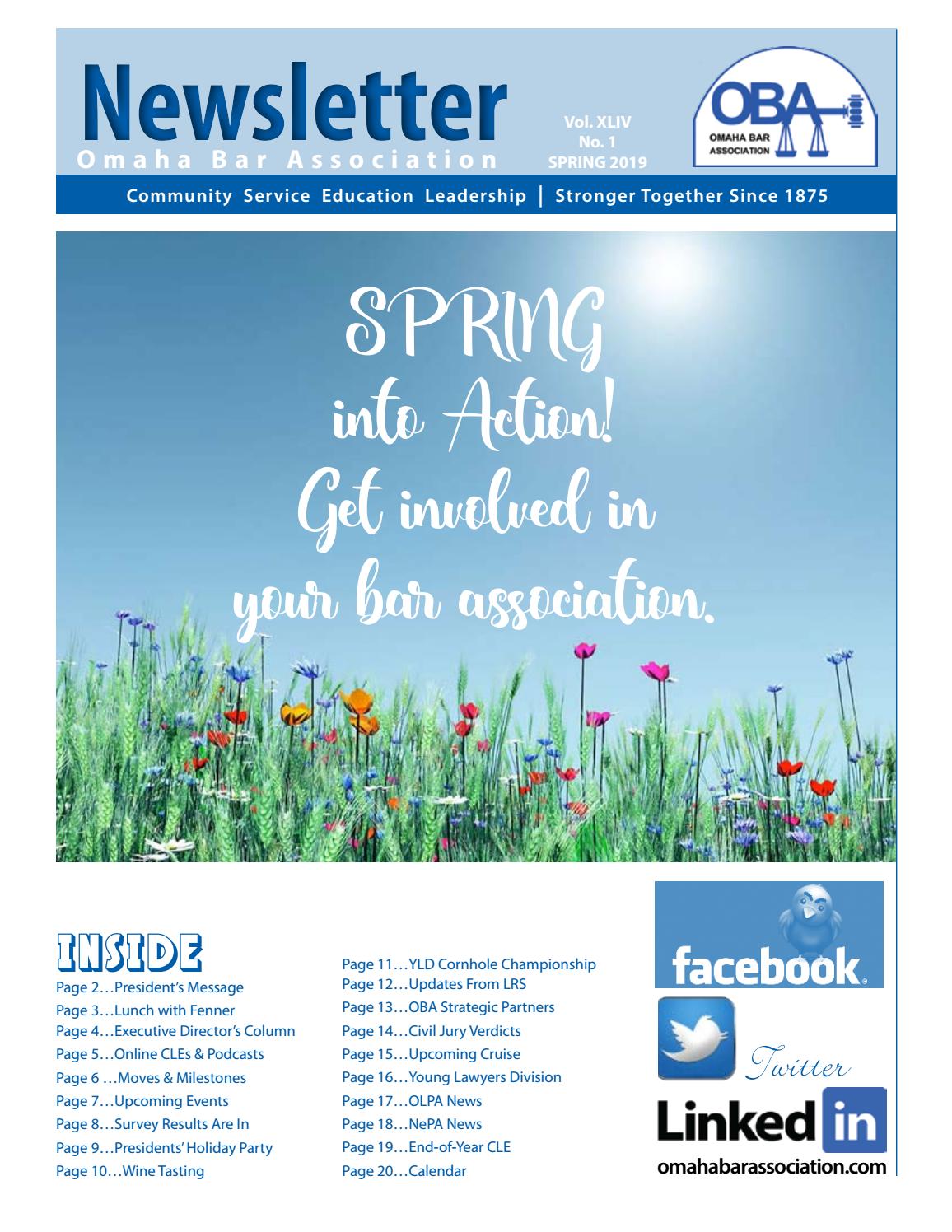 Omaha Bar Association Newsletter for Spring 2019 by David Sommers - Issuu