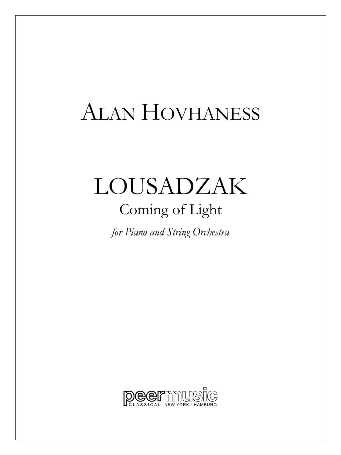 Hovhaness - Lousadzak by Peermusic Classical - Issuu