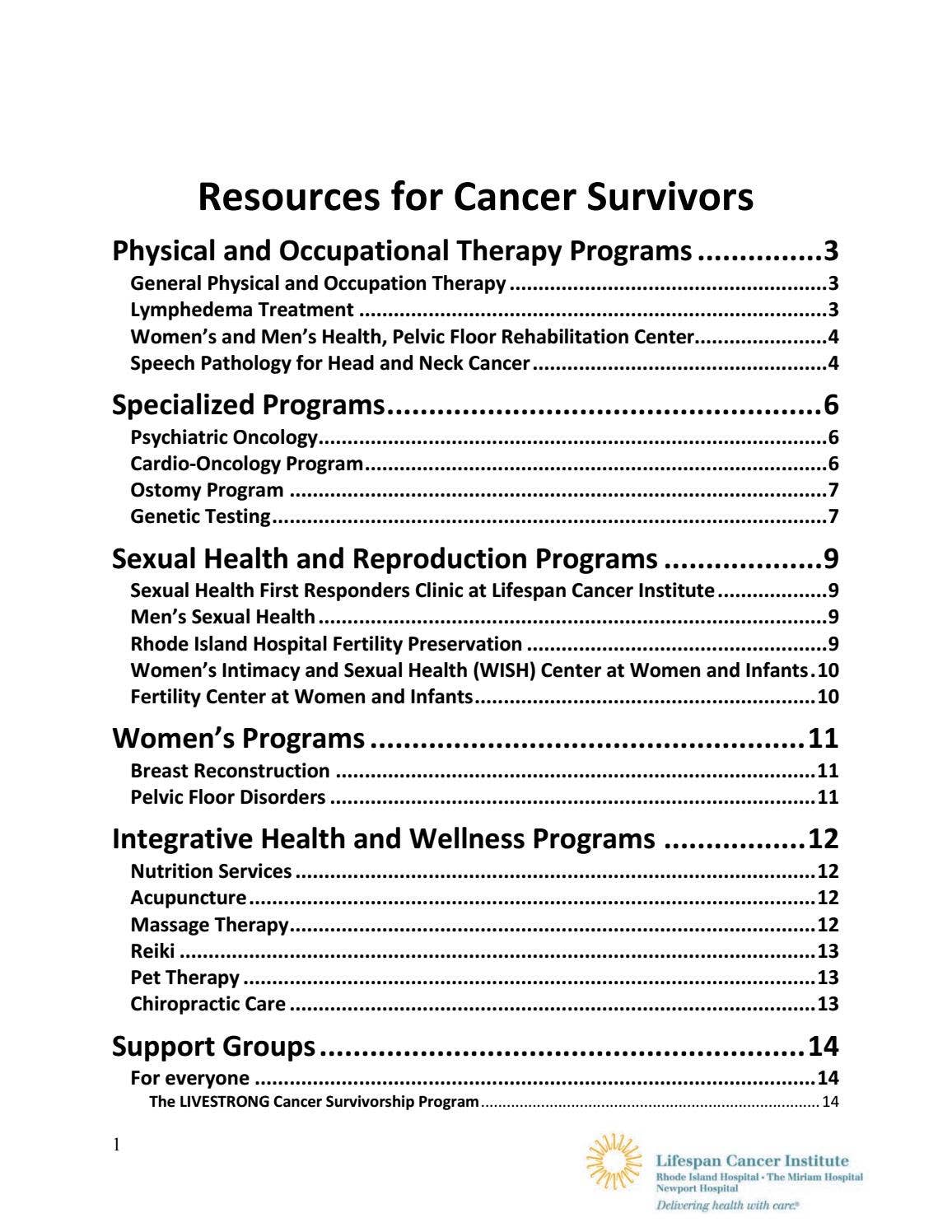 Lifespan Resources for Cancer Survivors by Lifespan Health System - Issuu