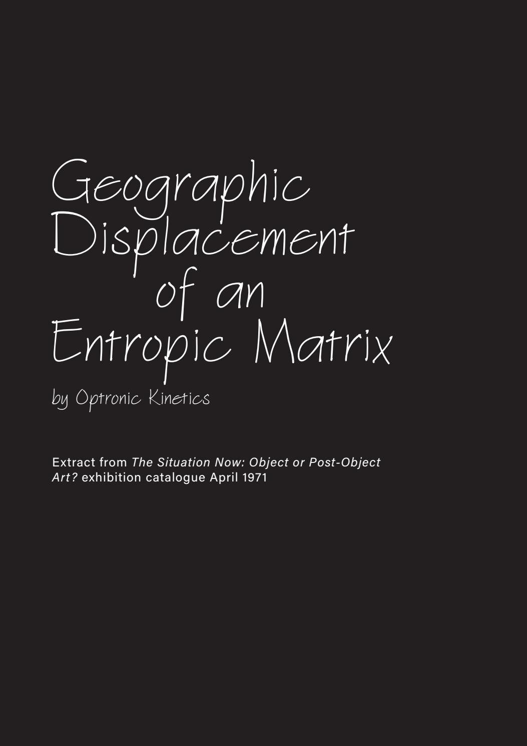 Geographic Displacement of an Entropic Matrix by UOW Library - Issuu