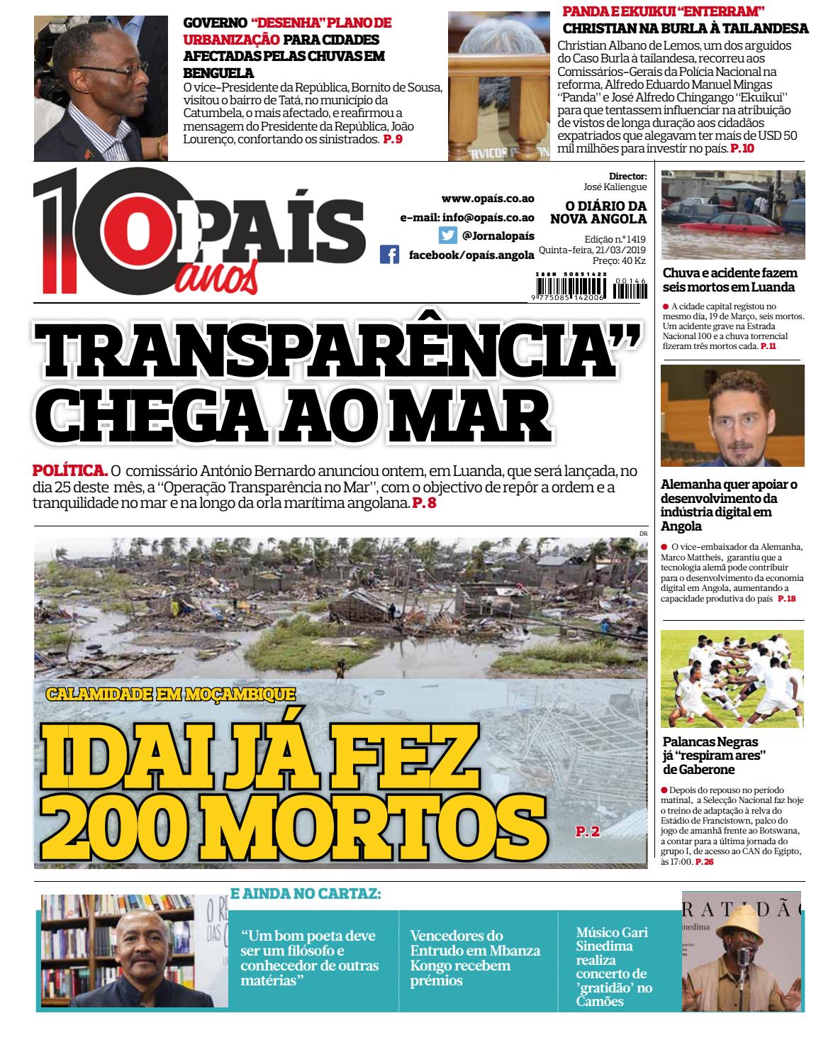 Jornal O País Edição Nº1419 de 21/03/2019 by OPAÍS - Issuu