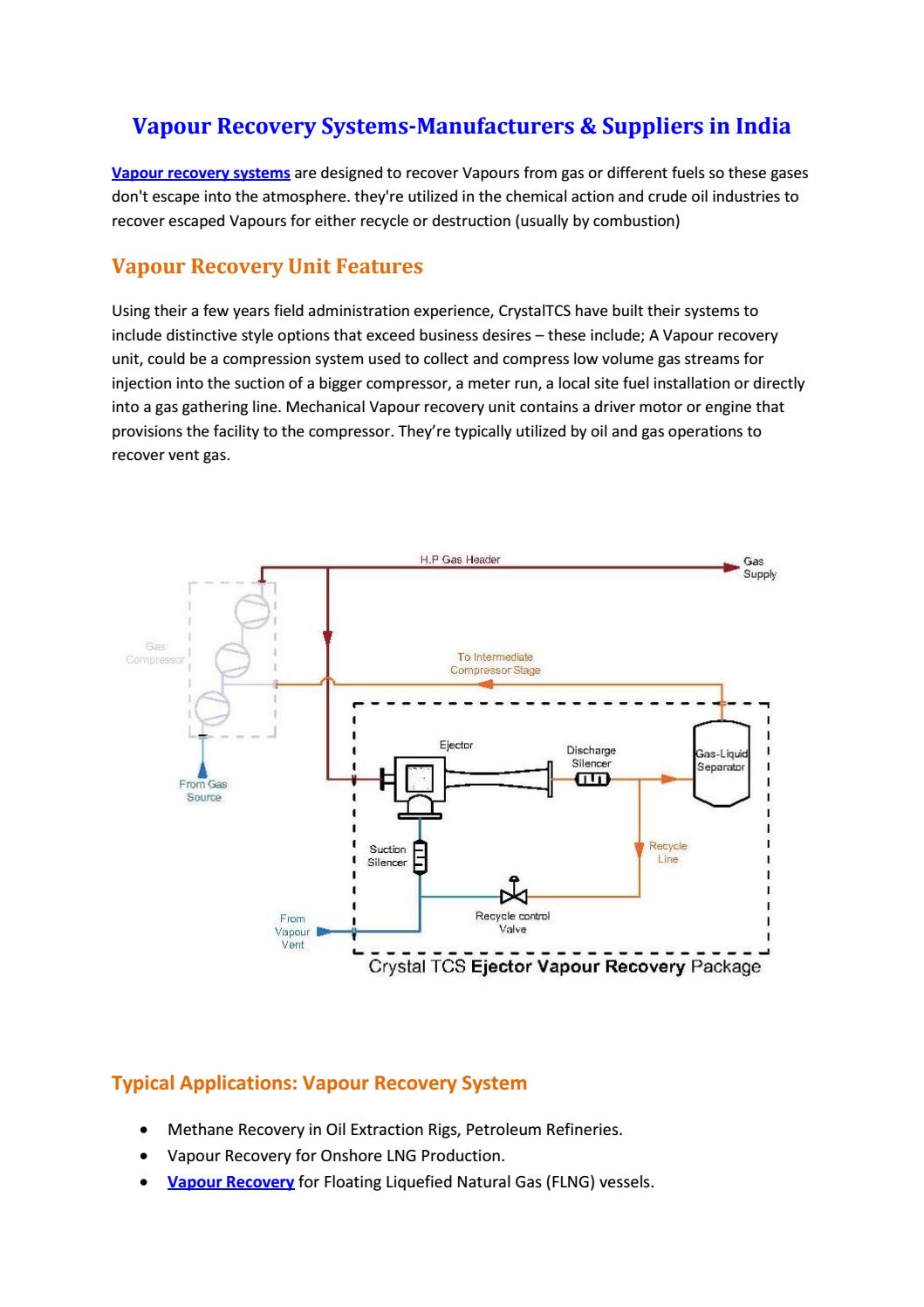 Vapour Recovery Systems-Manufacturers & Suppliers in India by ...