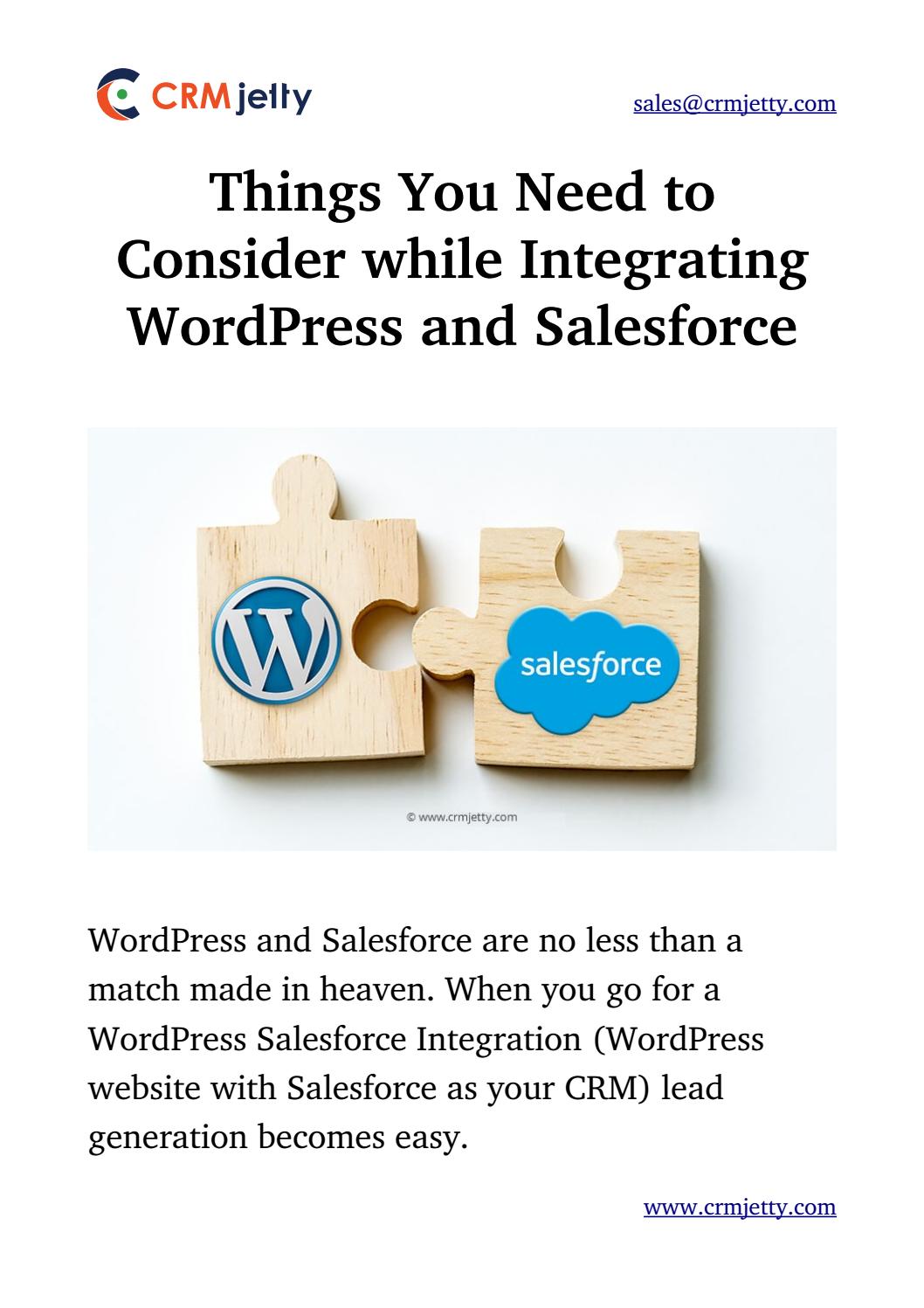 Salesforce WordPress Integration: Things You Need to Consider by CRMJetty - Issuu