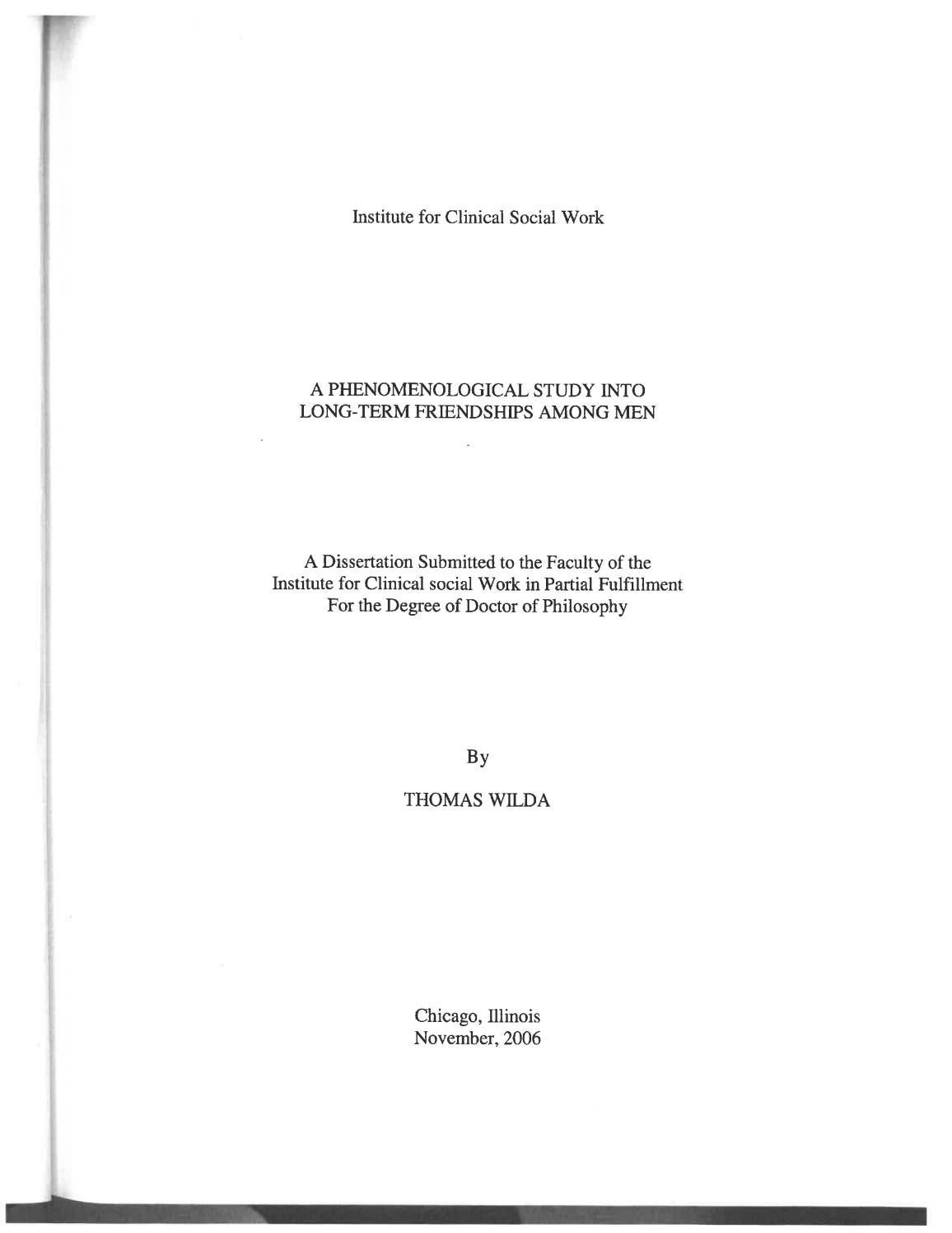 WILDA, THOMAS — A PHENOMENOLOGICAL STUDY INTO LONG-TERM RELATIONSHIPS ...