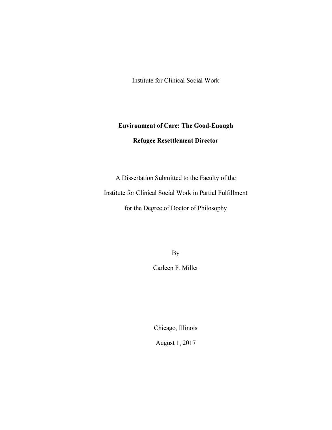 MILLER, CARLEEN F. — ENVIRONMENT OF CARE: THE GOOD-ENOUGH REFUGEE ...