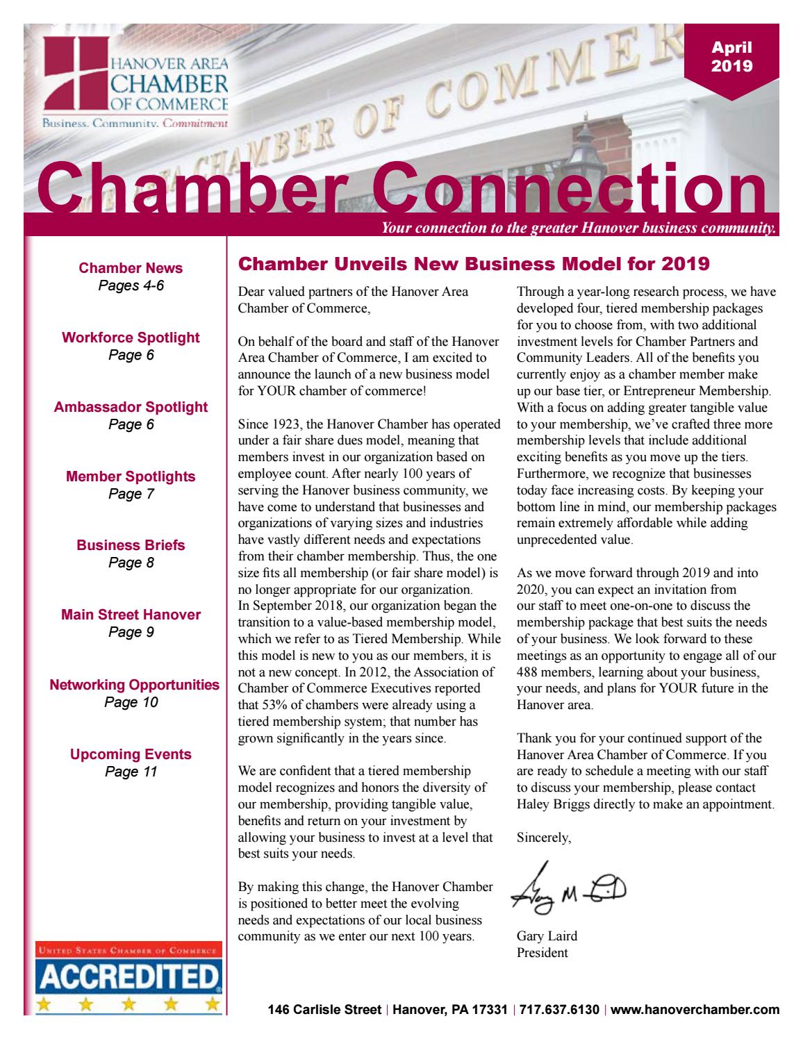 April 2019 Chamber Connection Newsletter by Hanover Area Chamber of ...