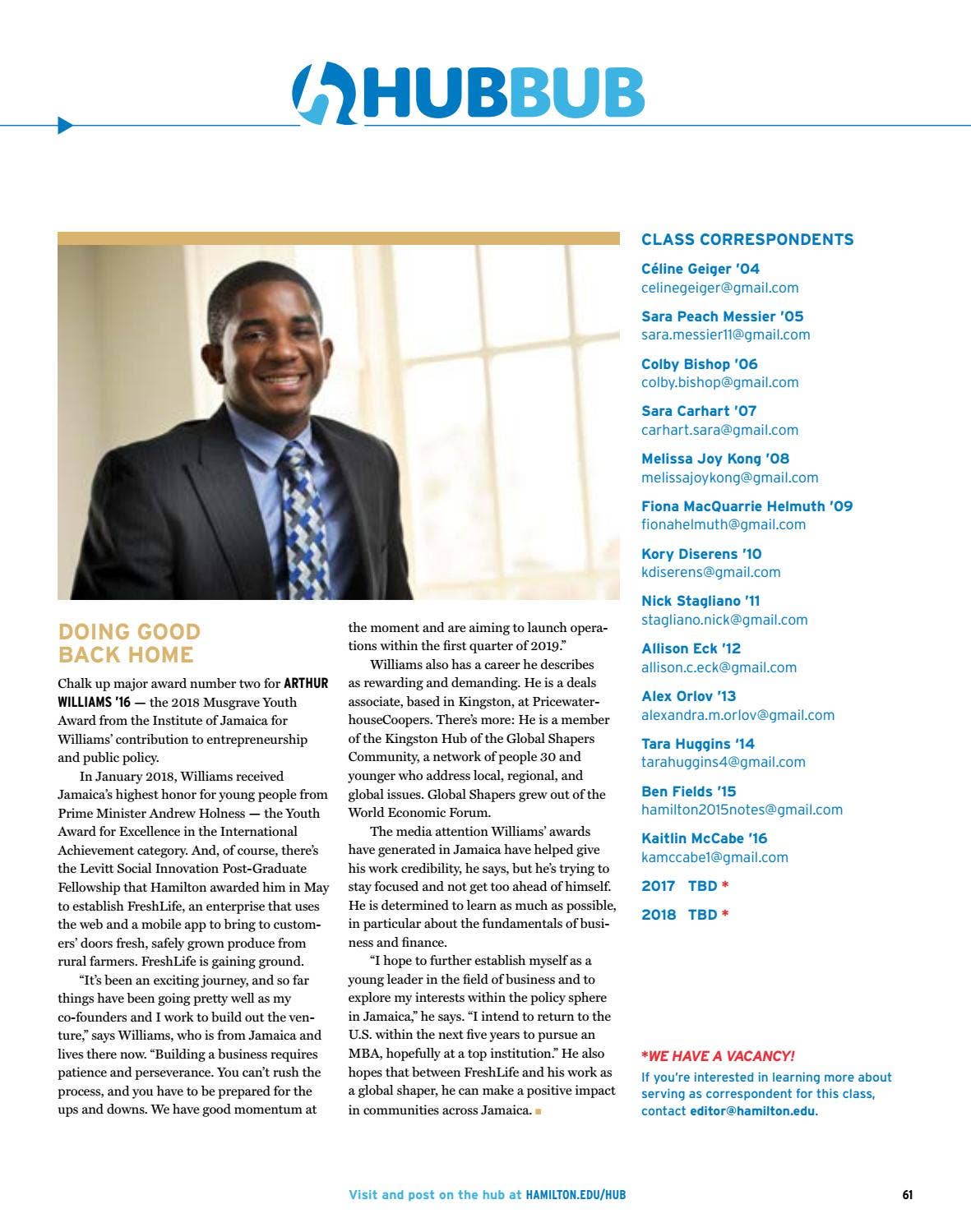 Hamilton Magazine - Winter 2019 by Hamilton College - Issuu