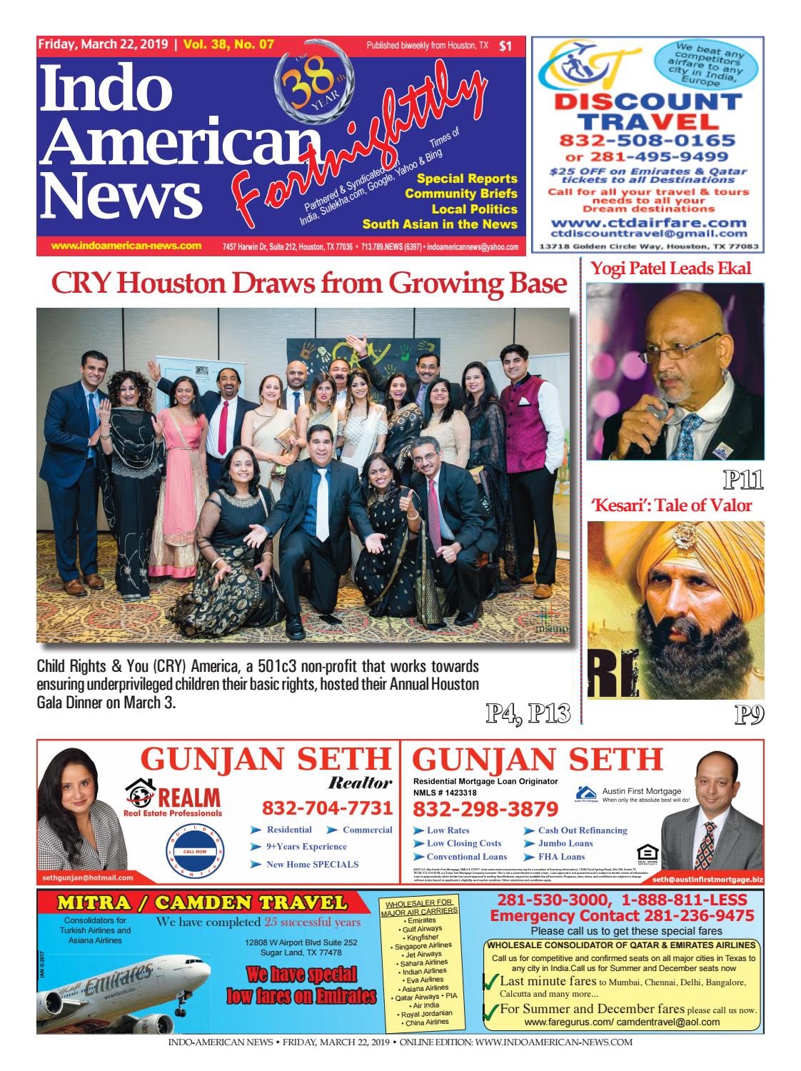 Indo-American News March 22, 2019 by Indo American News - Issuu