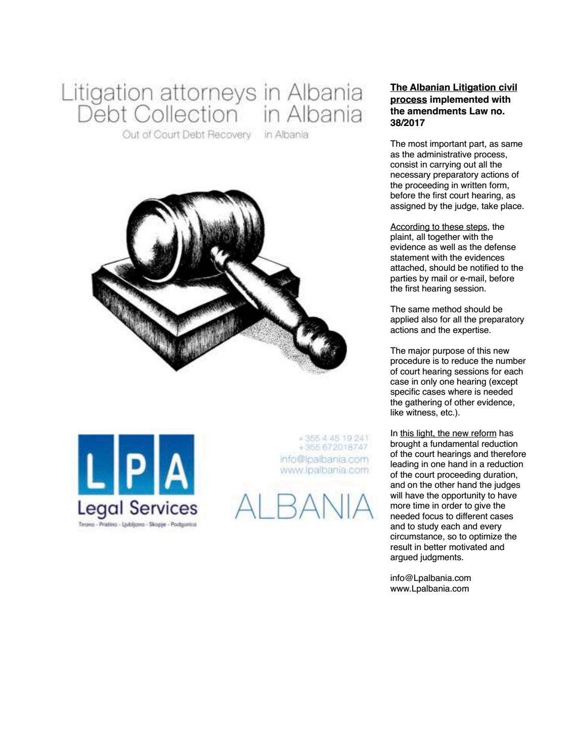 The Albanian Litigation civil process implemented with the amendments ...