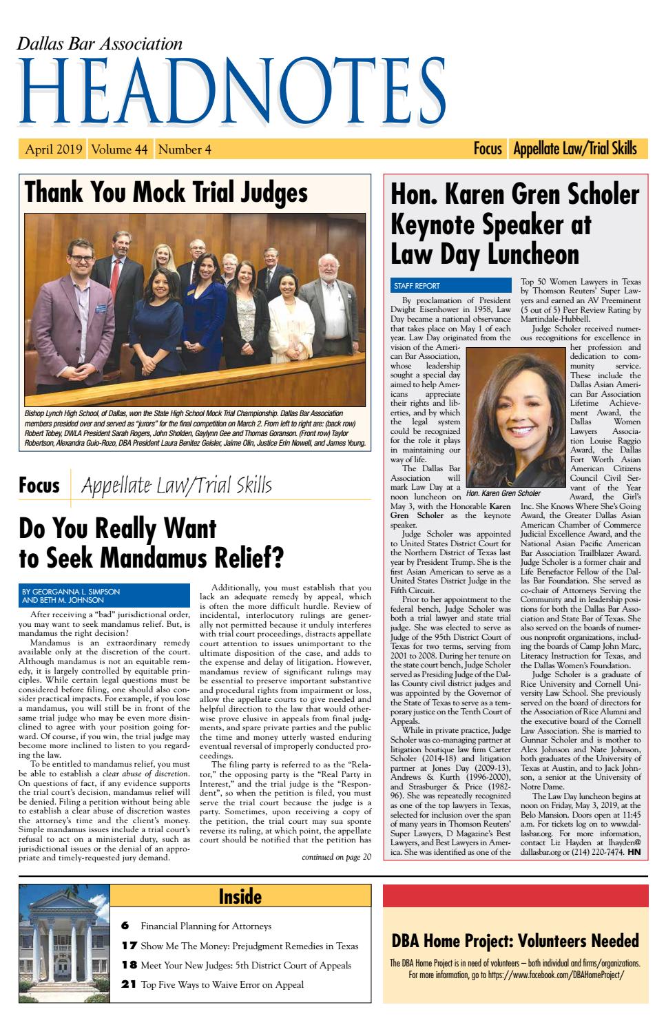 April 2019 Headnotes: Appellate Law/Trial Skills by Jessica Smith - Issuu