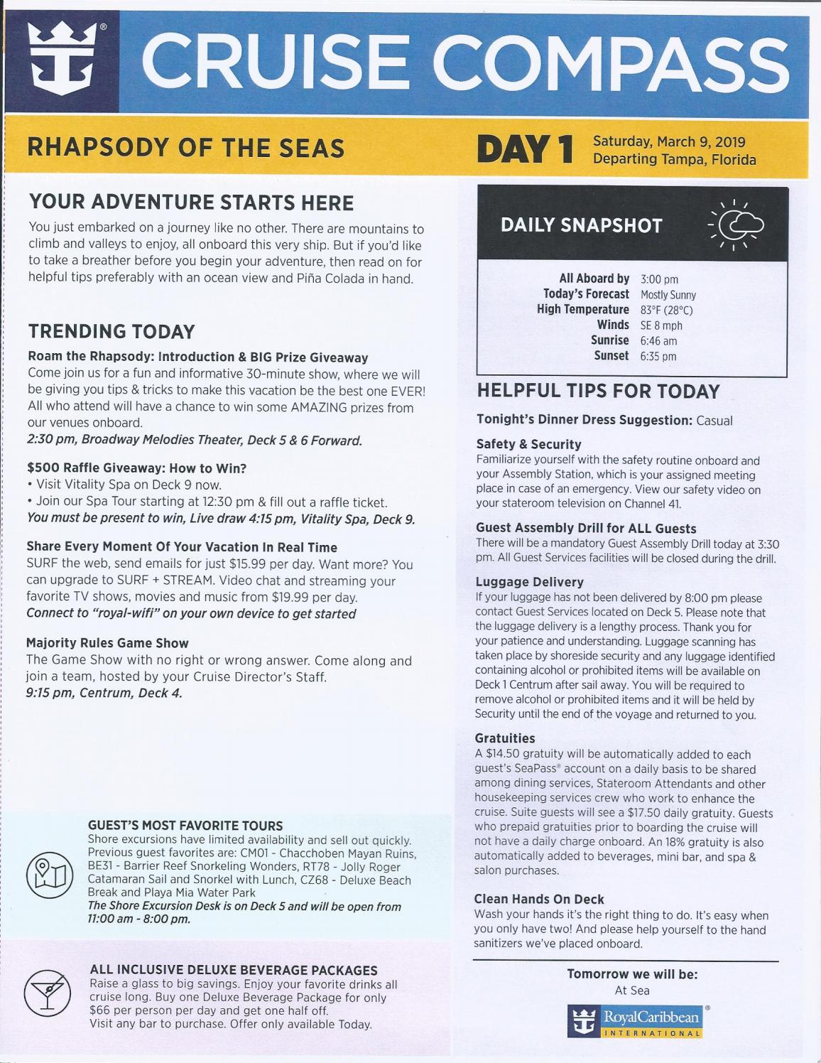 Rhapsody of the Seas 7-night Western Caribbean Cruise Compass - March 9 ...