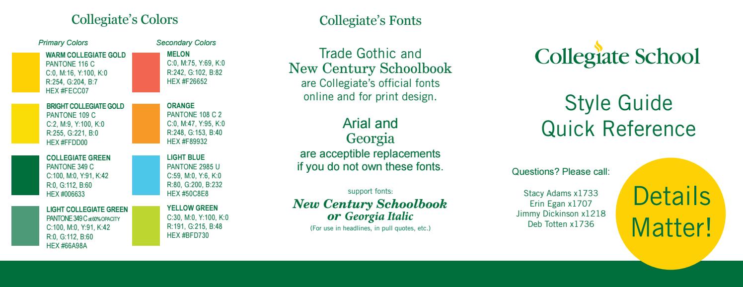 Style Guide Cheat Sheet by Collegiate School - Issuu