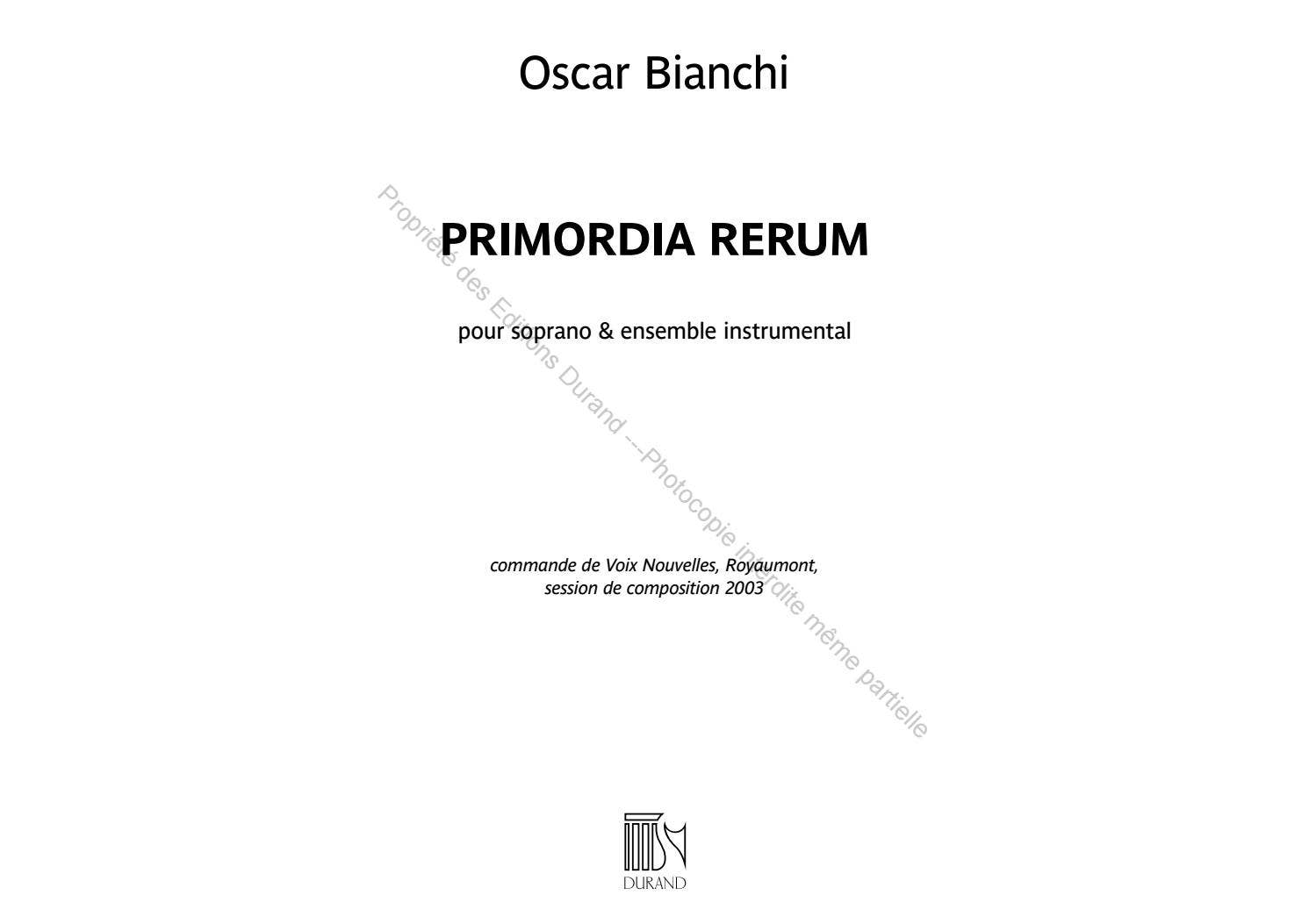 Oscar Bianchi - Primordia Rerum by Durand Salabert Eschig - Issuu