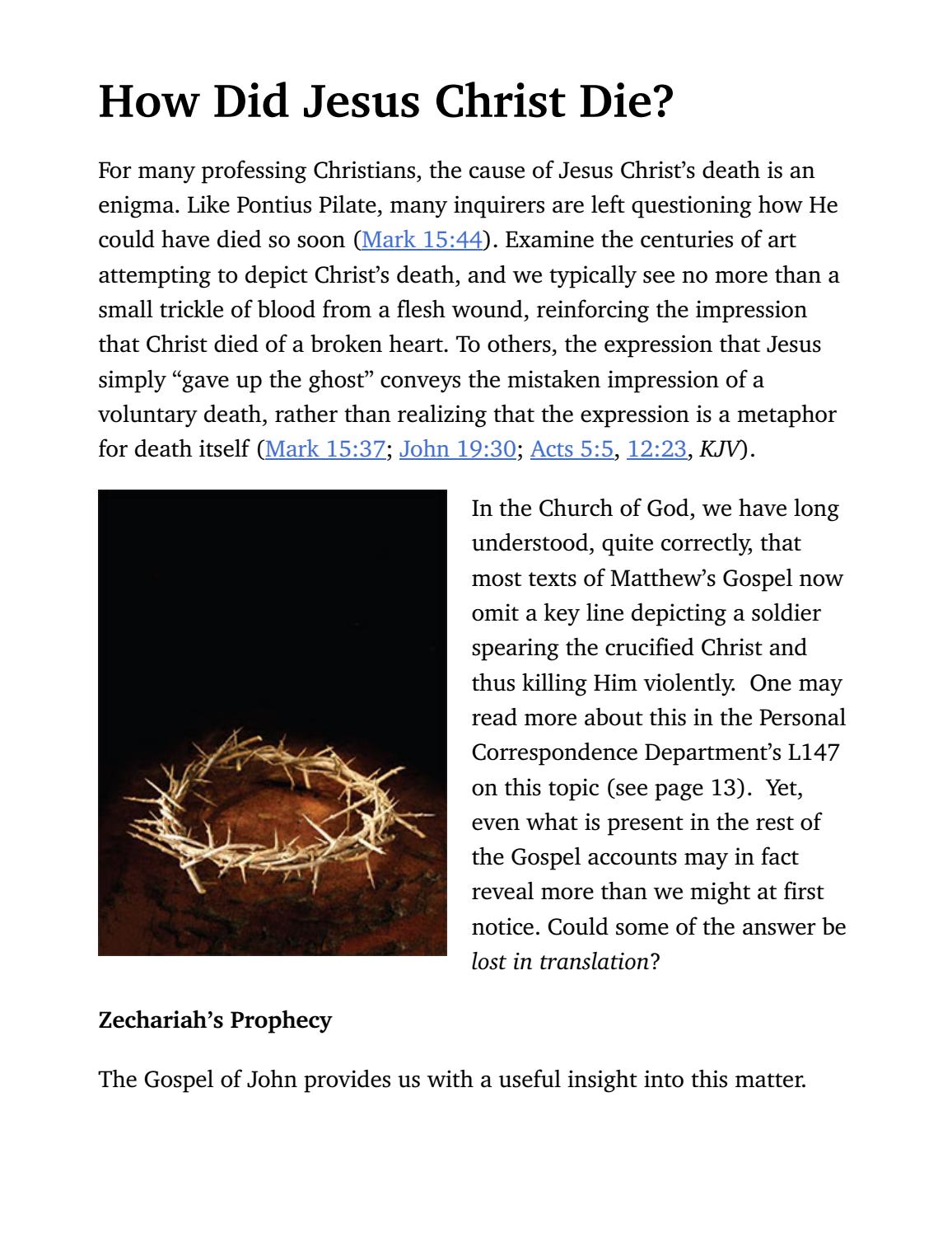 How Did Jesus Christ Die? by Living Education Online - Issuu