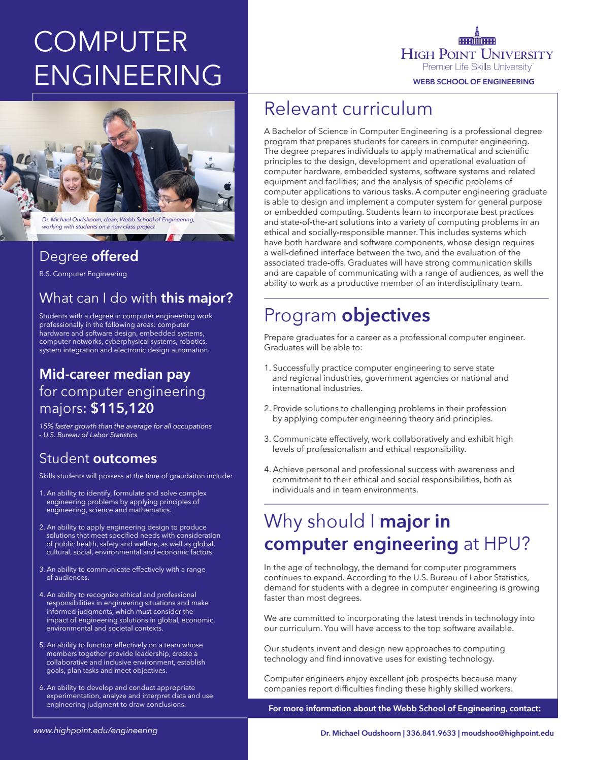 Computer Engineering Major Sheet by High Point University - Issuu