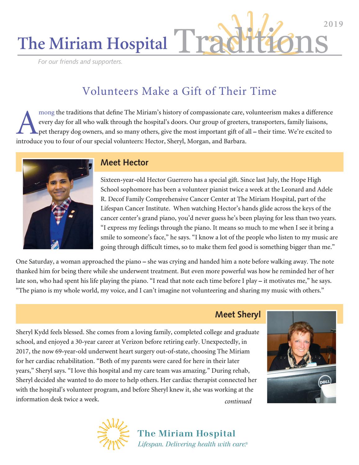 The Miriam Hospital Traditions 2019 by Lifespan Health System - Issuu