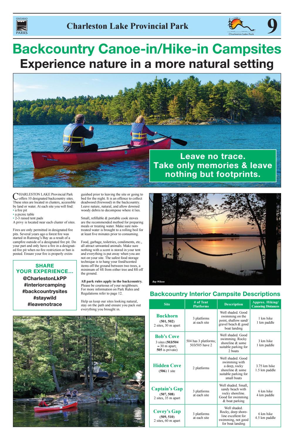 Charleston Lake Provincial Park 2019 Information Guide by Willow ...