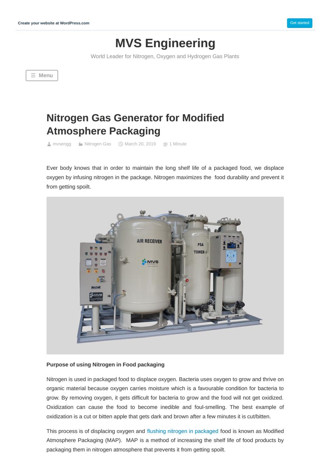 Nitrogen Gas Generator for Modified Atmosphere Packaging by MVS Engg ...