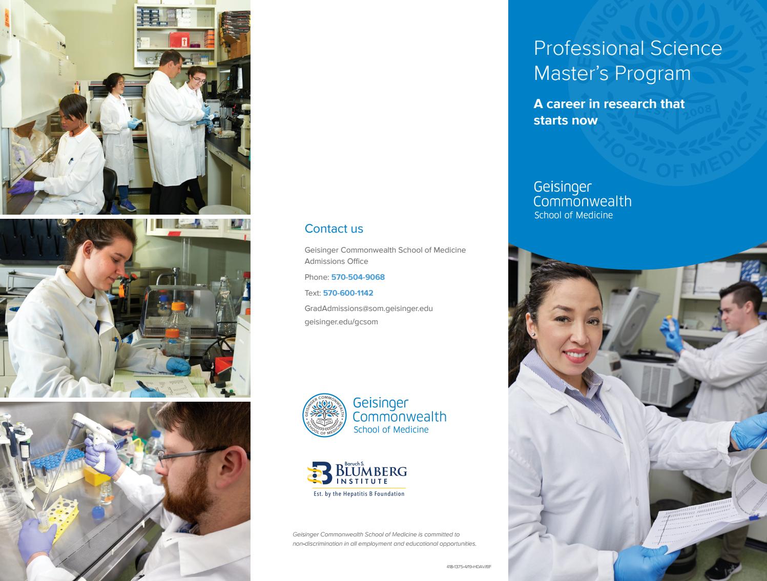 Professional Science Master’s (PSM) Brochure by GeisingerCollege - Issuu