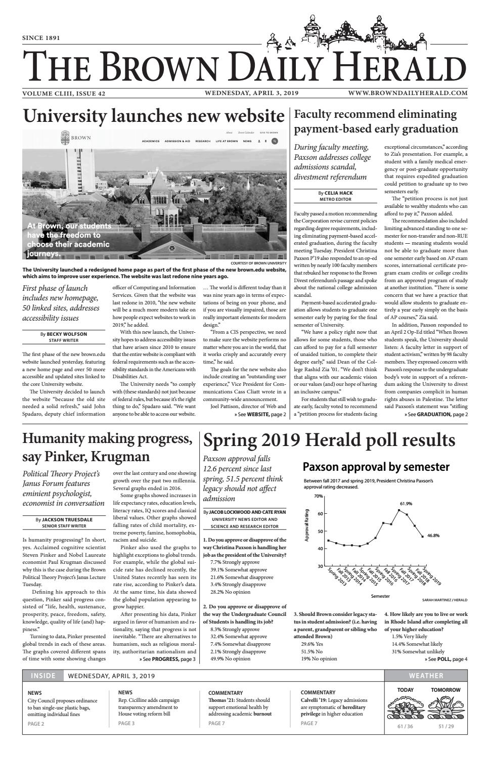 Wednesday, April 3, 2019 by The Brown Daily Herald - Issuu