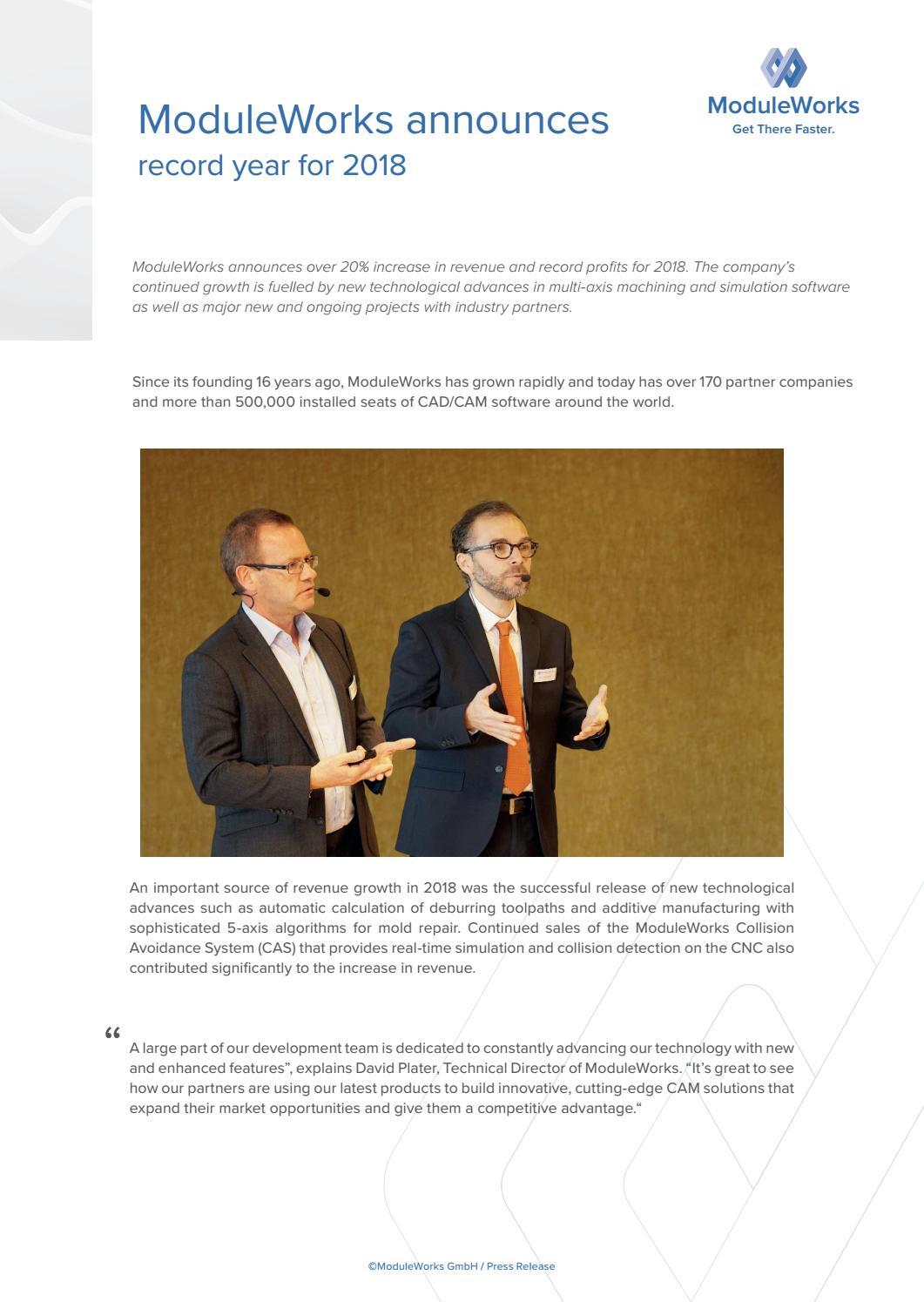 ModuleWorks announces record year for 2018 by ModuleWorks - Issuu