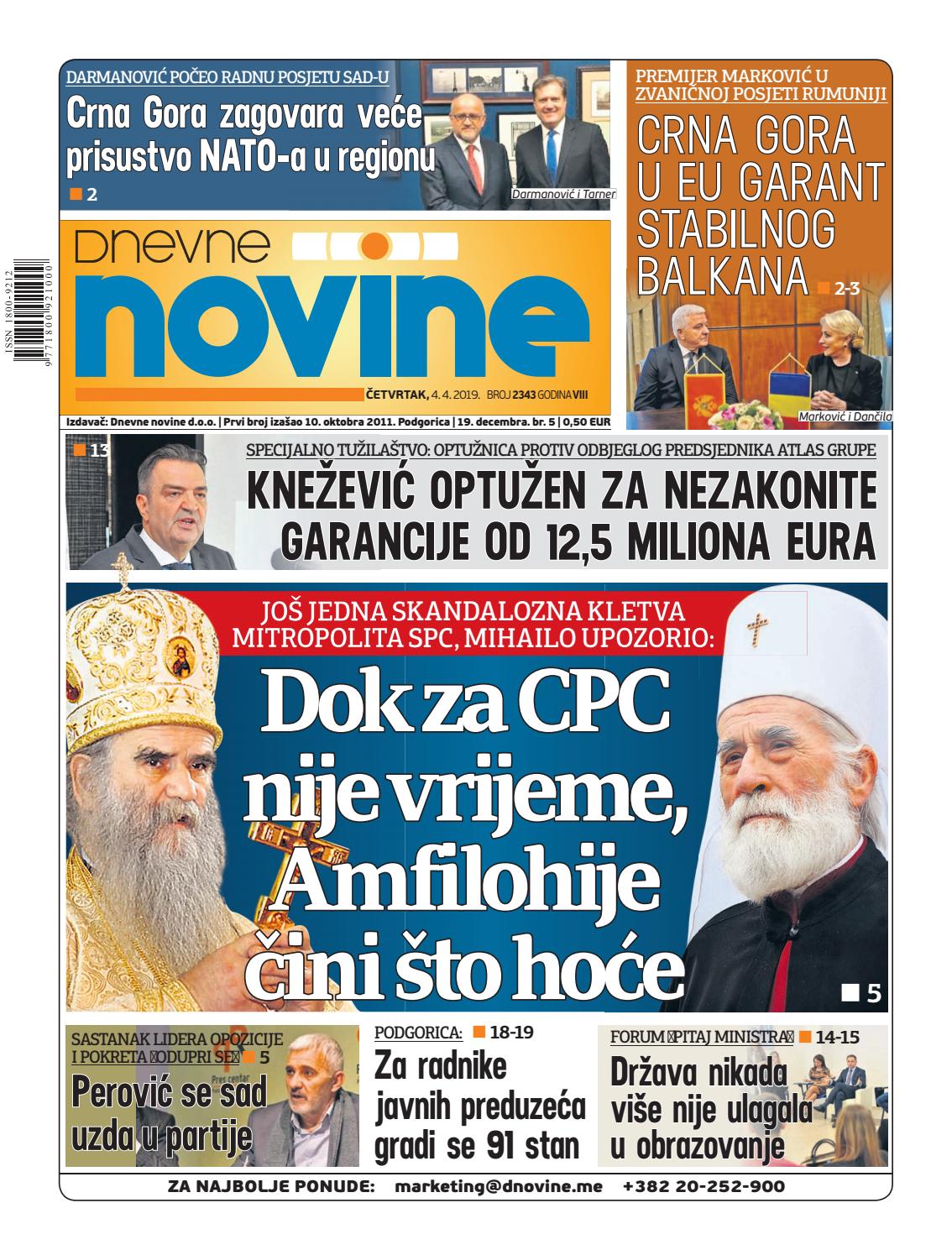 Dnevne novine 4. april 2019. by Dnevne Novine - Issuu