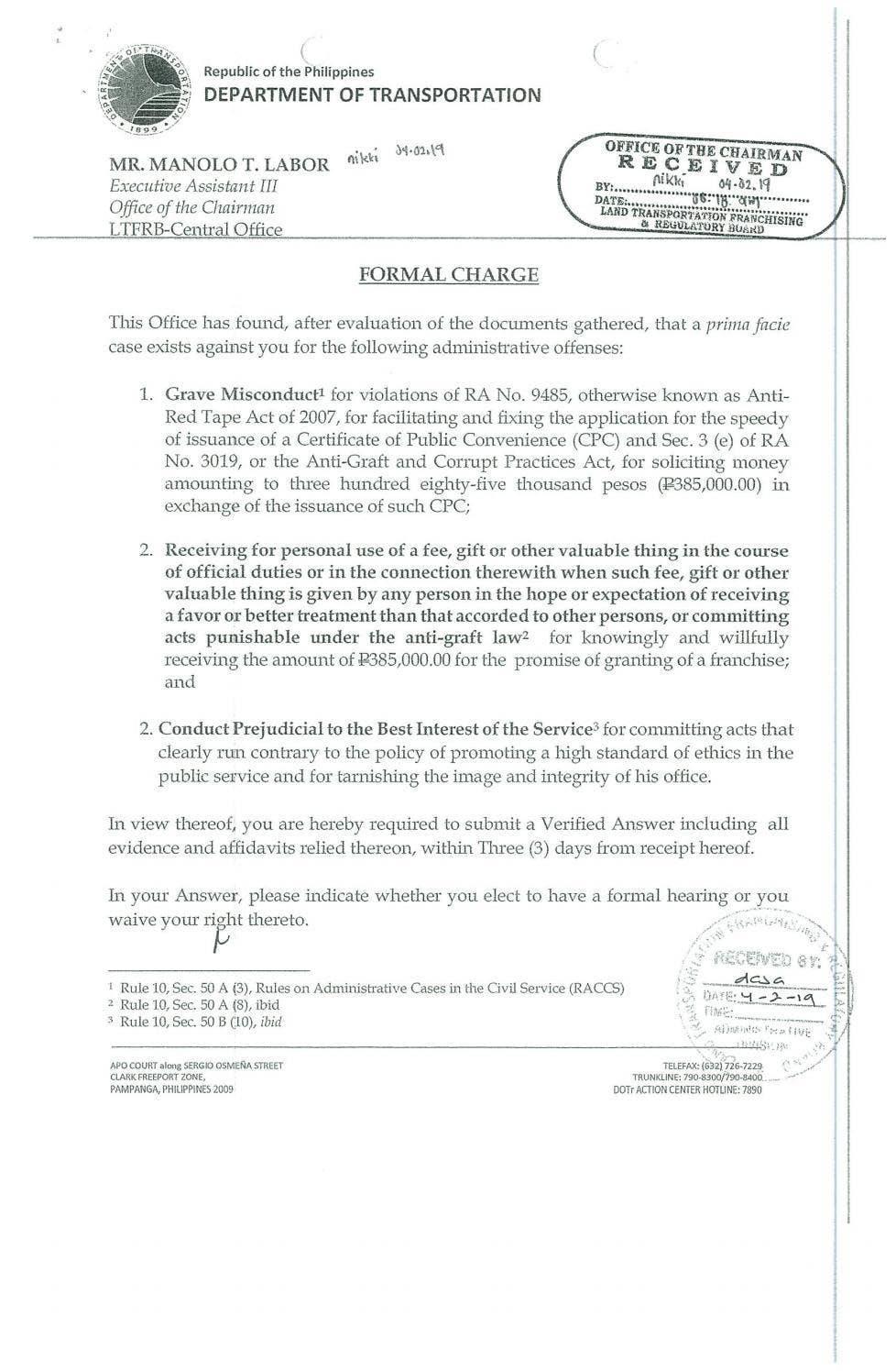 LTFRB exec suspended over corruption allegations by myinquirer dotnet ...