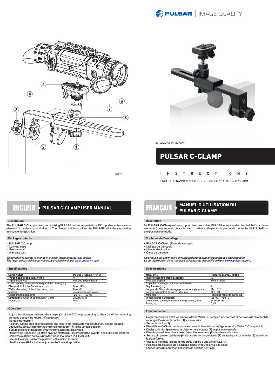 PULSAR C-CLAMP User Manual by Yukon Advanced Optics Worldwide - Issuu