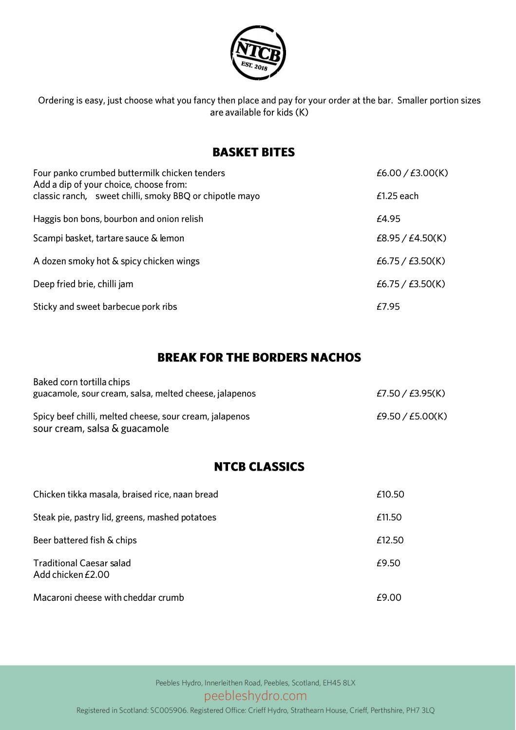 NTCB Menu by Peebles Hydro - Issuu
