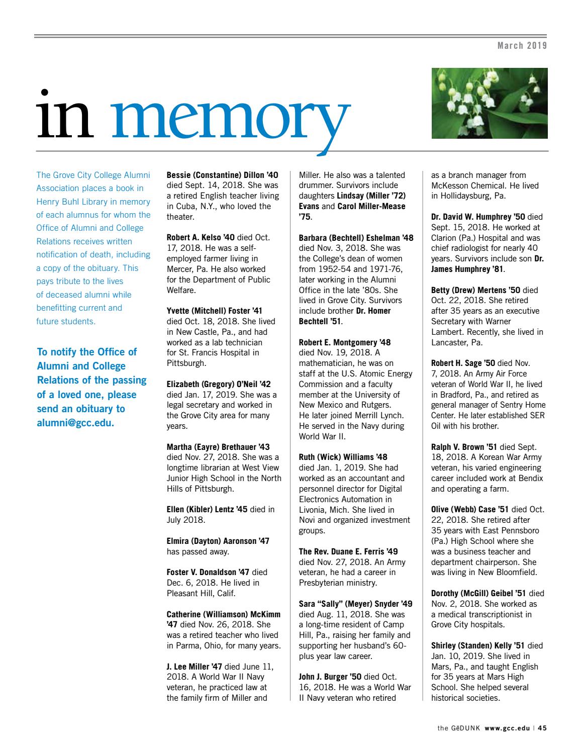 The GeDUNK March 2019 by Grove City College - Issuu