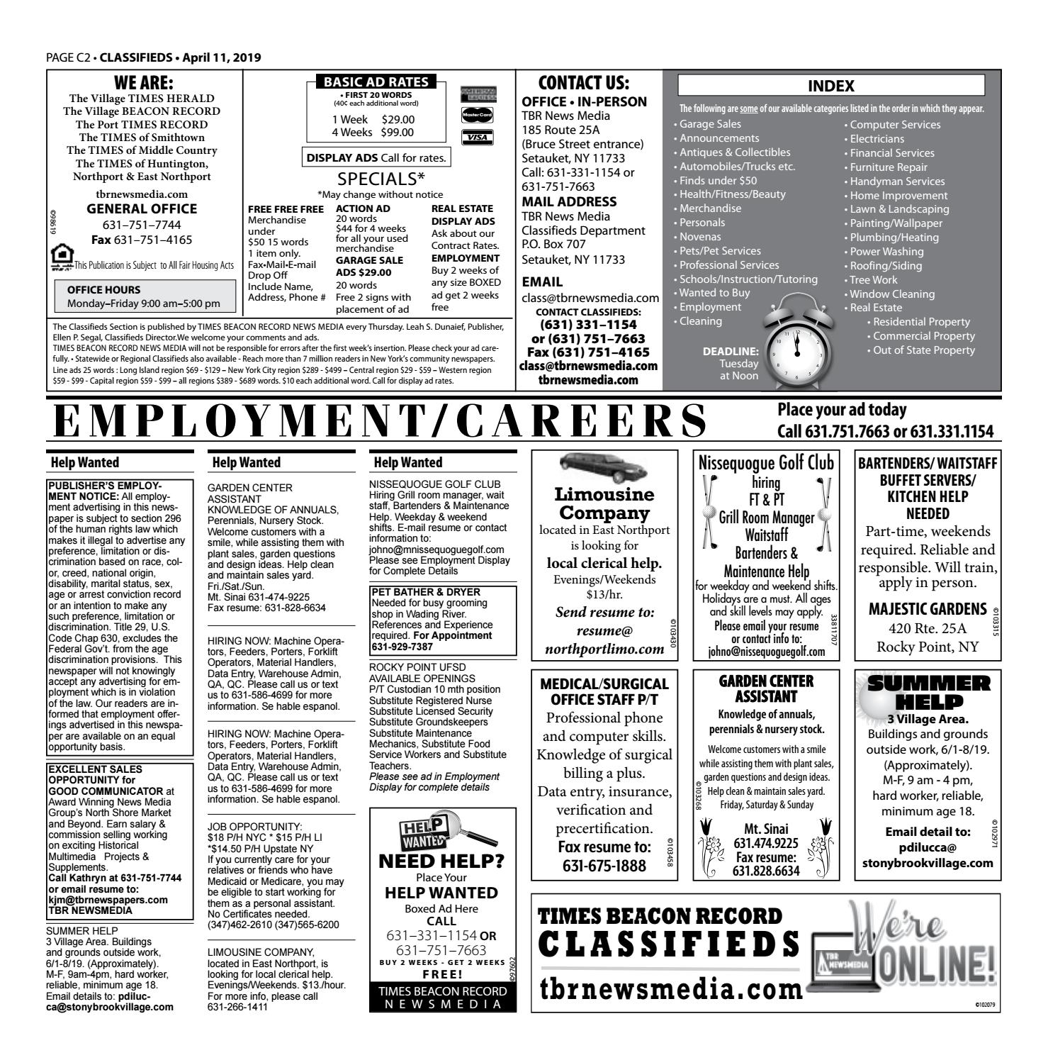 Employment/Careers - April 11, 2019 by TBR News Media - Issuu